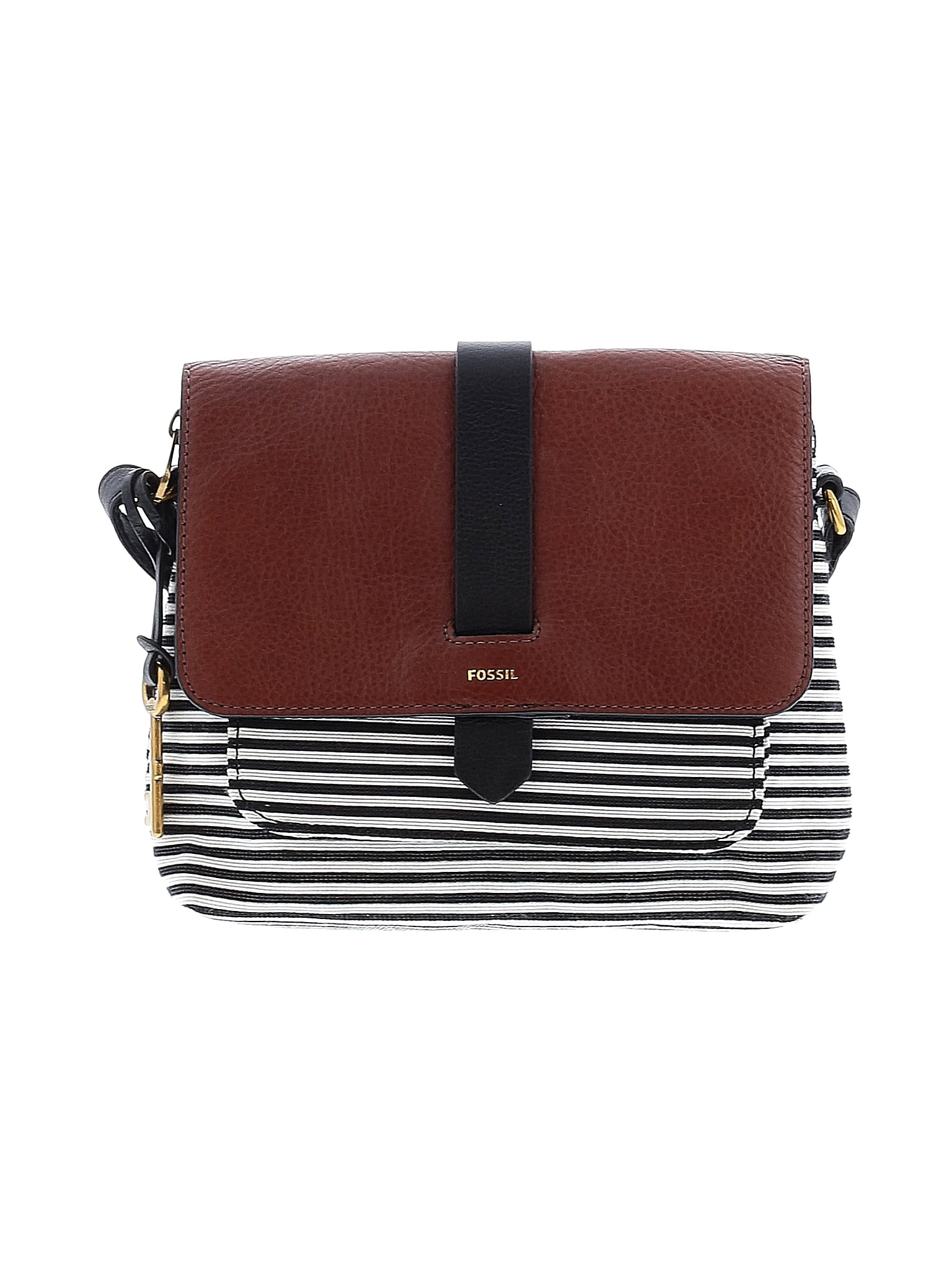Fossil Color Block Stripes Multi Color Brown Crossbody Bag One Size ...