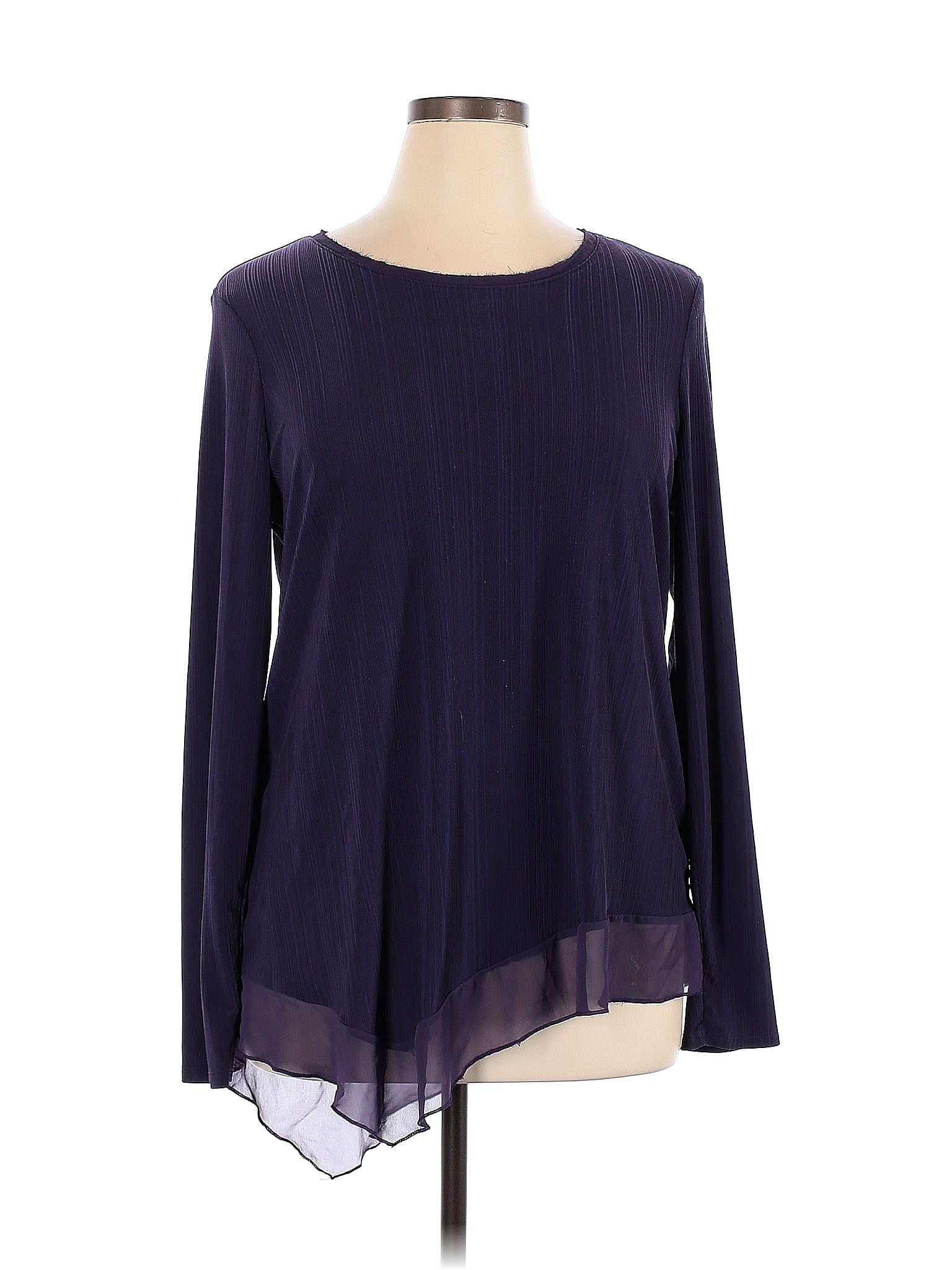 Simply Vera Vera Wang Solid Purple Long Sleeve Blouse Size Xl 56 Off