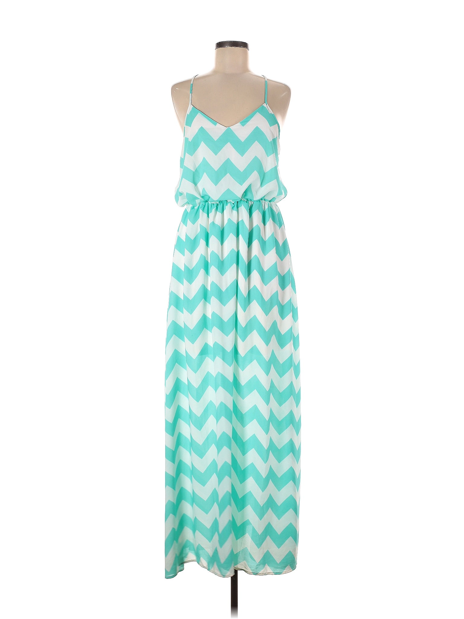 Cals 100 Polyester Chevron Herringbone Chevron Multi Color Teal Casual