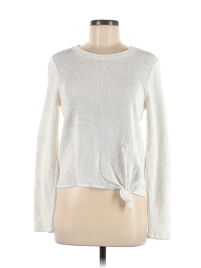 Texture And Thread Madewell Solid White Ivory Long Sleeve Blouse Size M