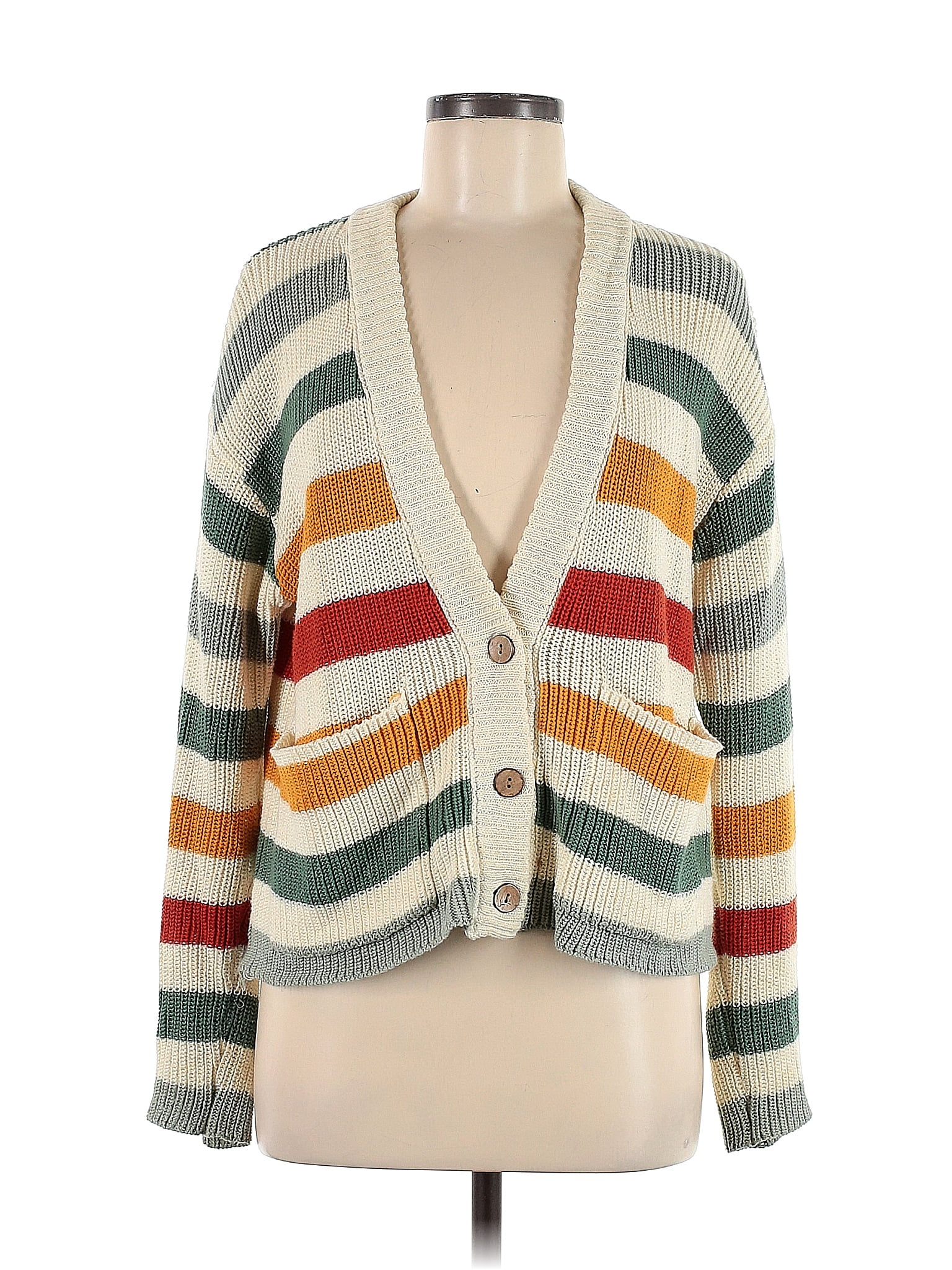 By Together Color Block Stripes Ivory Cardigan Size M 54 Off Thredup