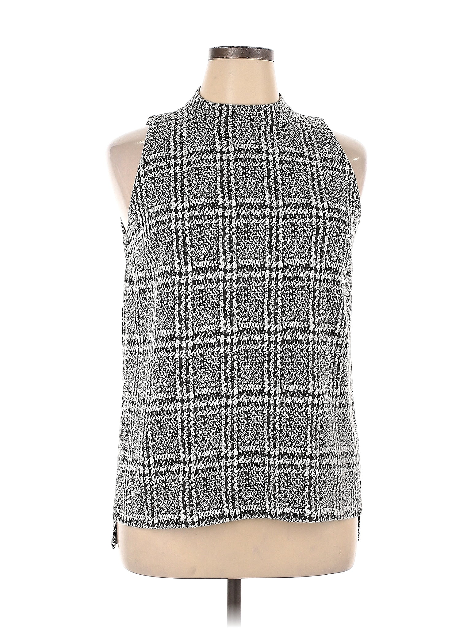 Michael Michael Kors Checkered Gingham Gray Sleeveless Blouse Size Xl
