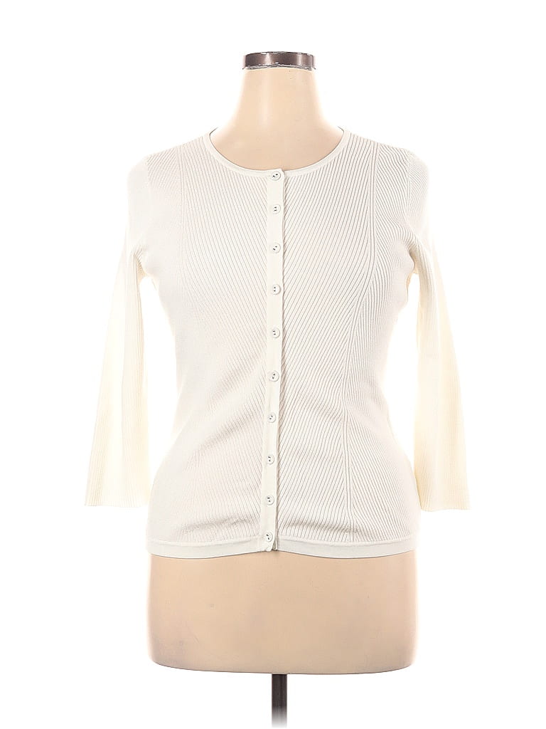 White House Black Market Color Block Solid Ivory Cardigan Size XL - 69% ...