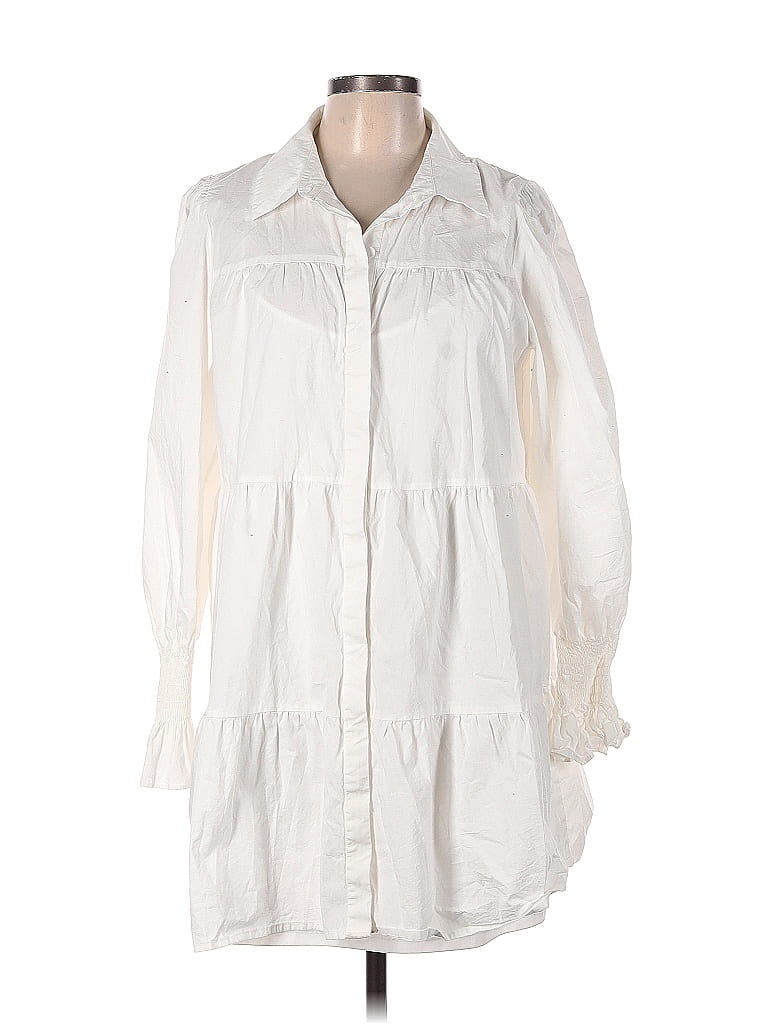 WAYF Solid White Casual Dress Size L - 60% off | thredUP