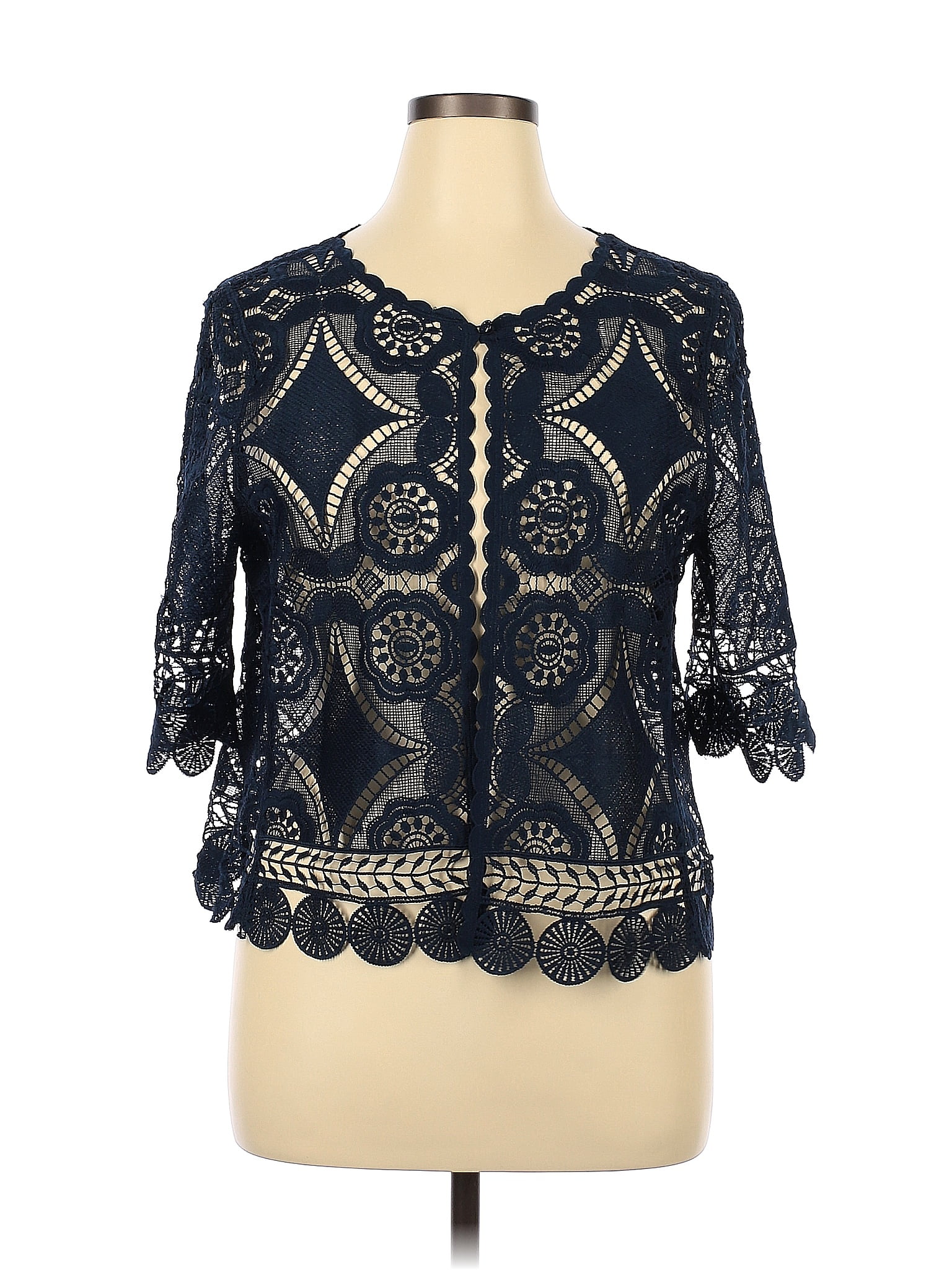 CHRIS McLaughlin 100% Polyester Color Block Paisley Blue Black Cardigan Size XL - 72% off | thredUP