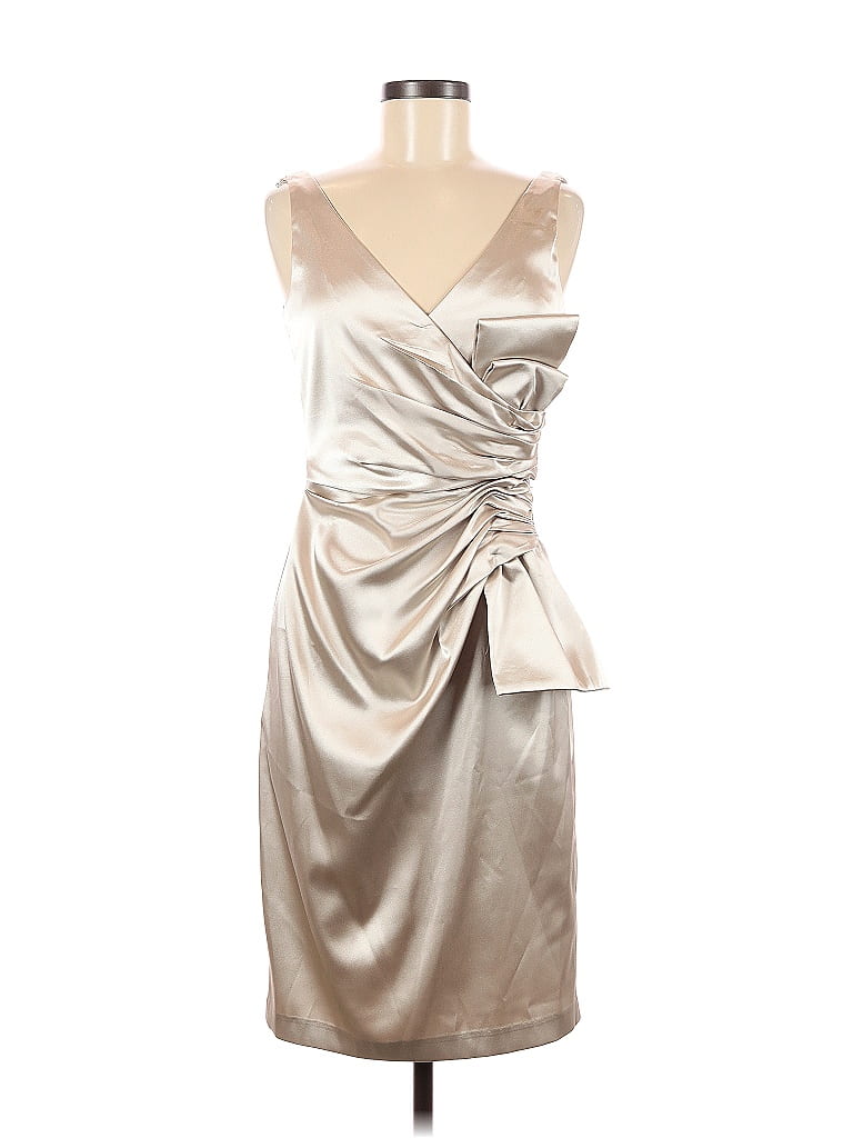 Maggy London Solid Metallic Silver Casual Dress Size 8 77 Off Thredup