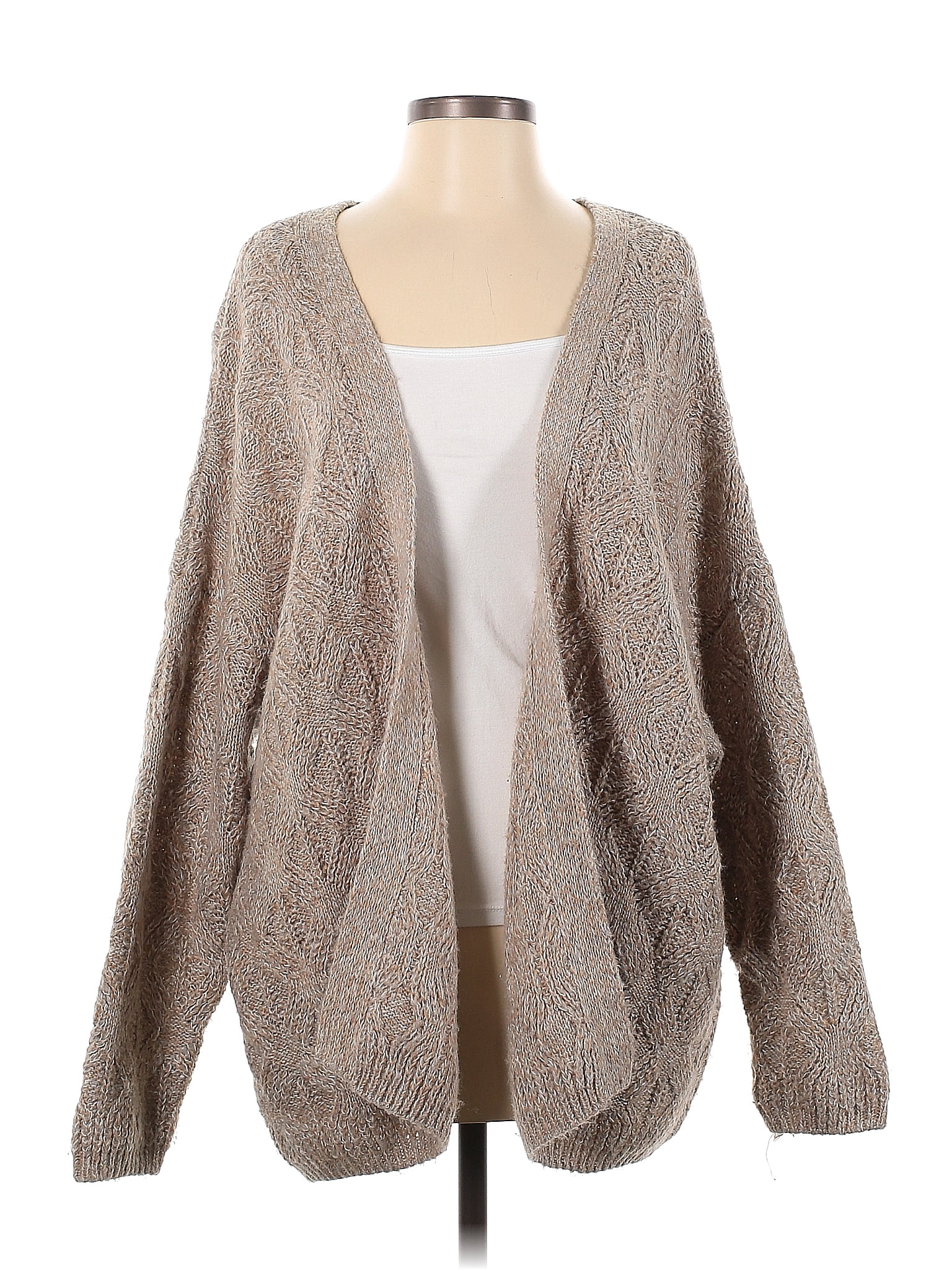 Moon & Madison 100% Acrylic Color Block Marled Tan Gray Cardigan Size S ...