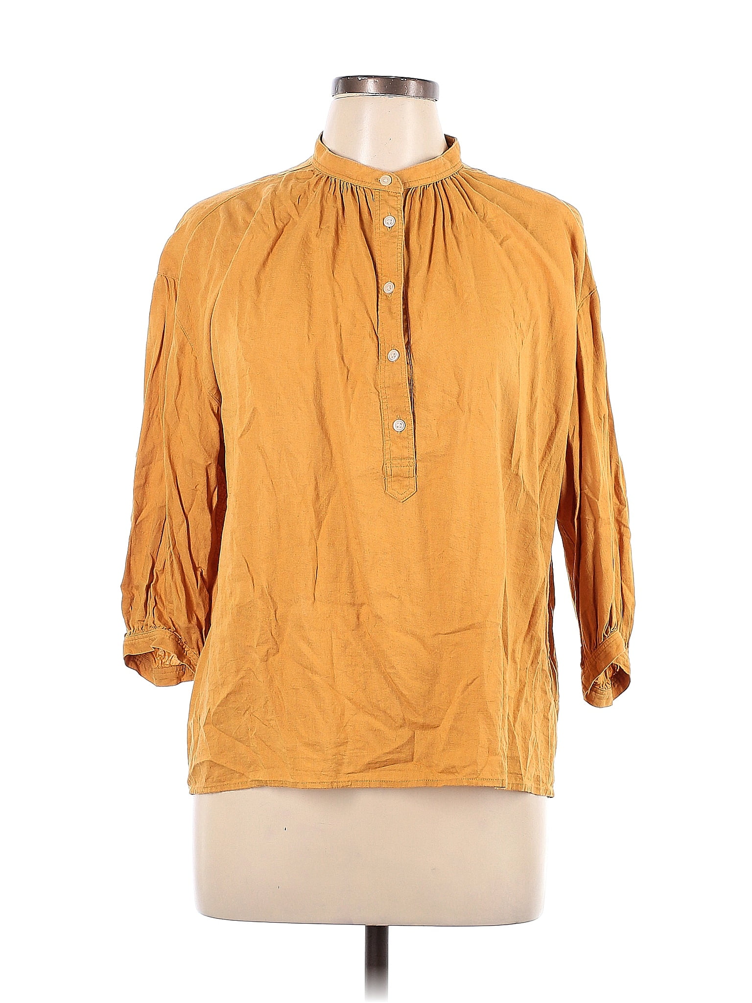 Uniqlo Yellow Gold Long Sleeve Blouse Size L 47 Off Thredup