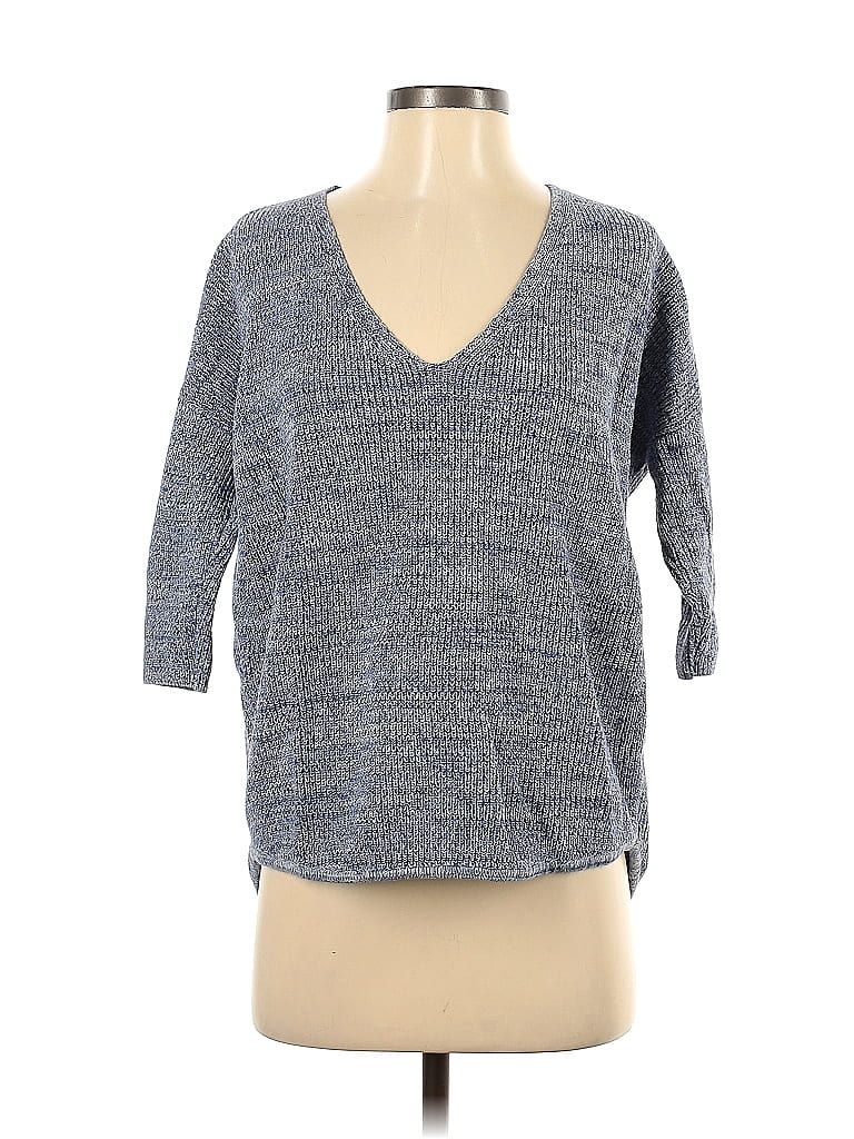 Express 100% Cotton Color Block Marled Blue Pullover Sweater Size S ...