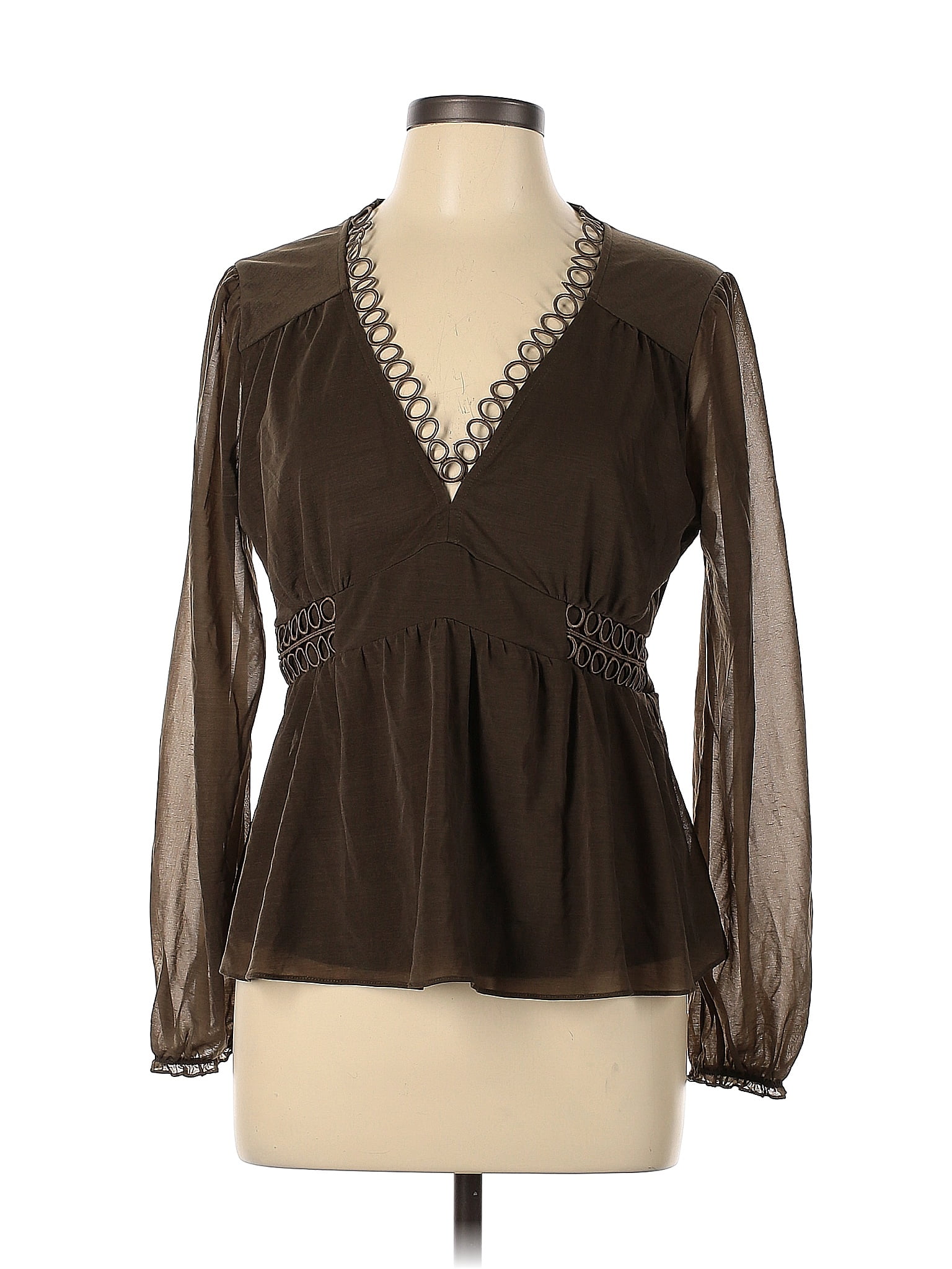 Express 100% Polyester Green Brown Long Sleeve Top Size L - 86% off ...