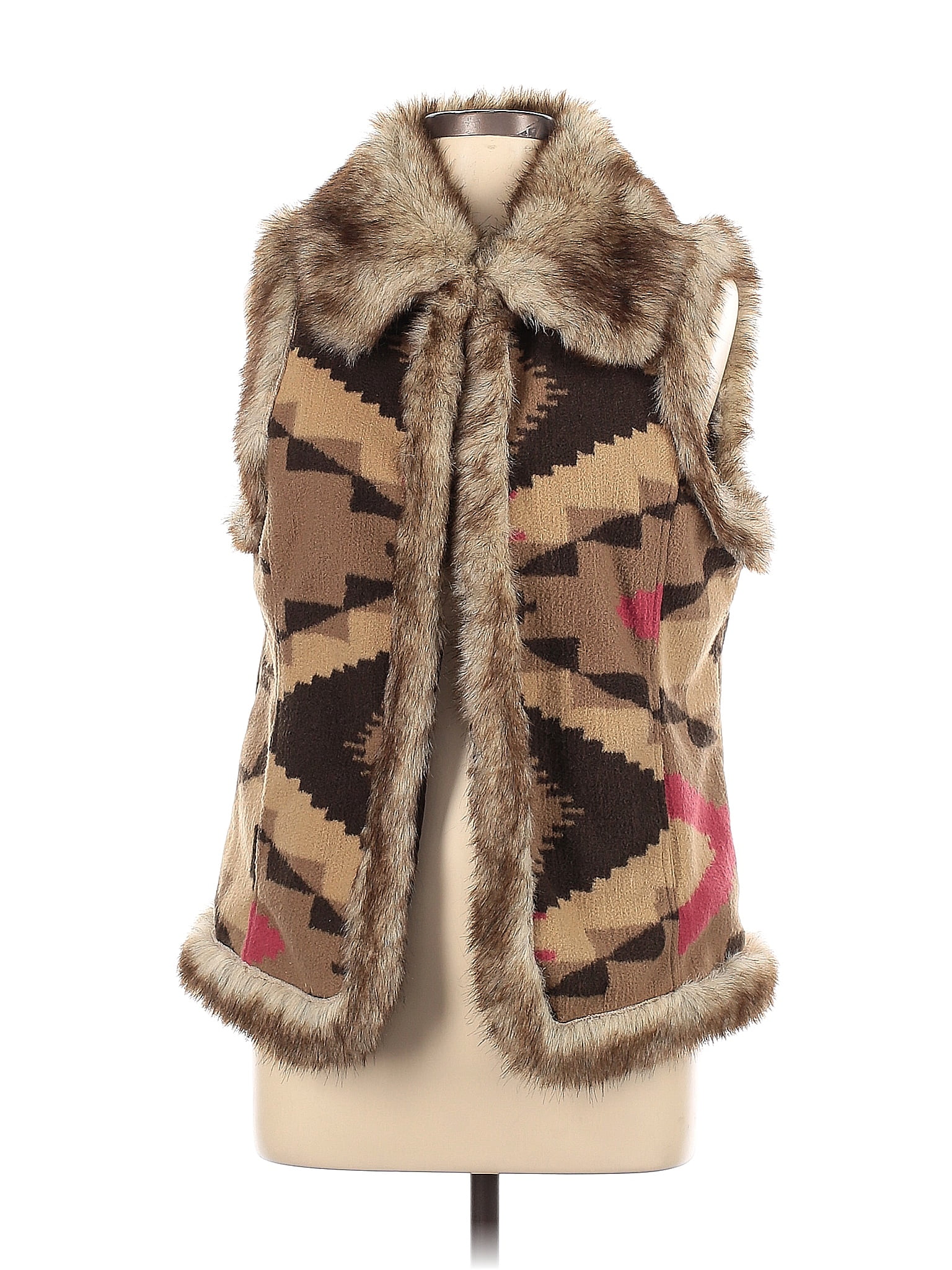 Tasha Polizzi Collection Aztec Or Tribal Print Tan Brown Vest Size L ...