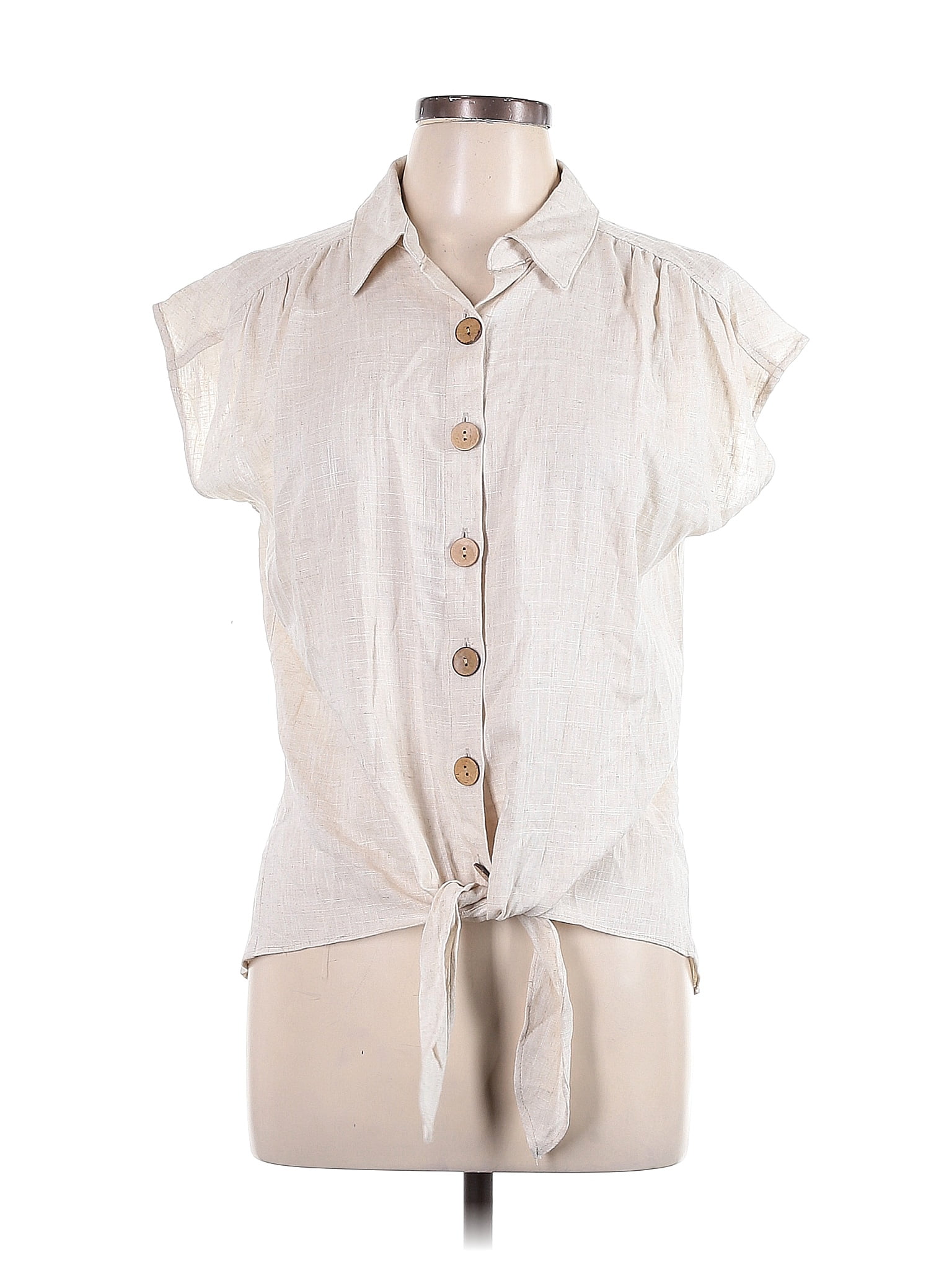 Fortune Ivy Ivory Short Sleeve Button Down Shirt Size L 42 Off