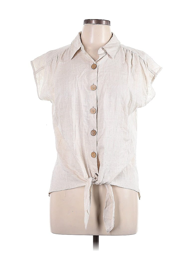 Fortune + Ivy Ivory Short Sleeve Button-Down Shirt Size L - 42% off ...