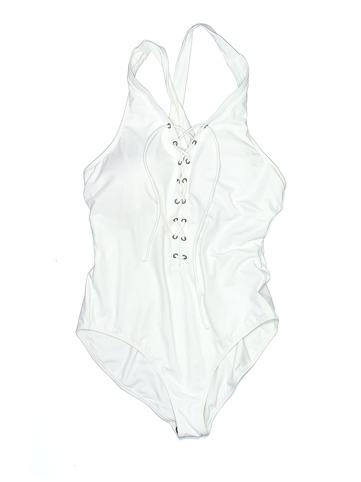 Ashley Graham X Swimsuits For All Solid White One Piece Swimsuit Size