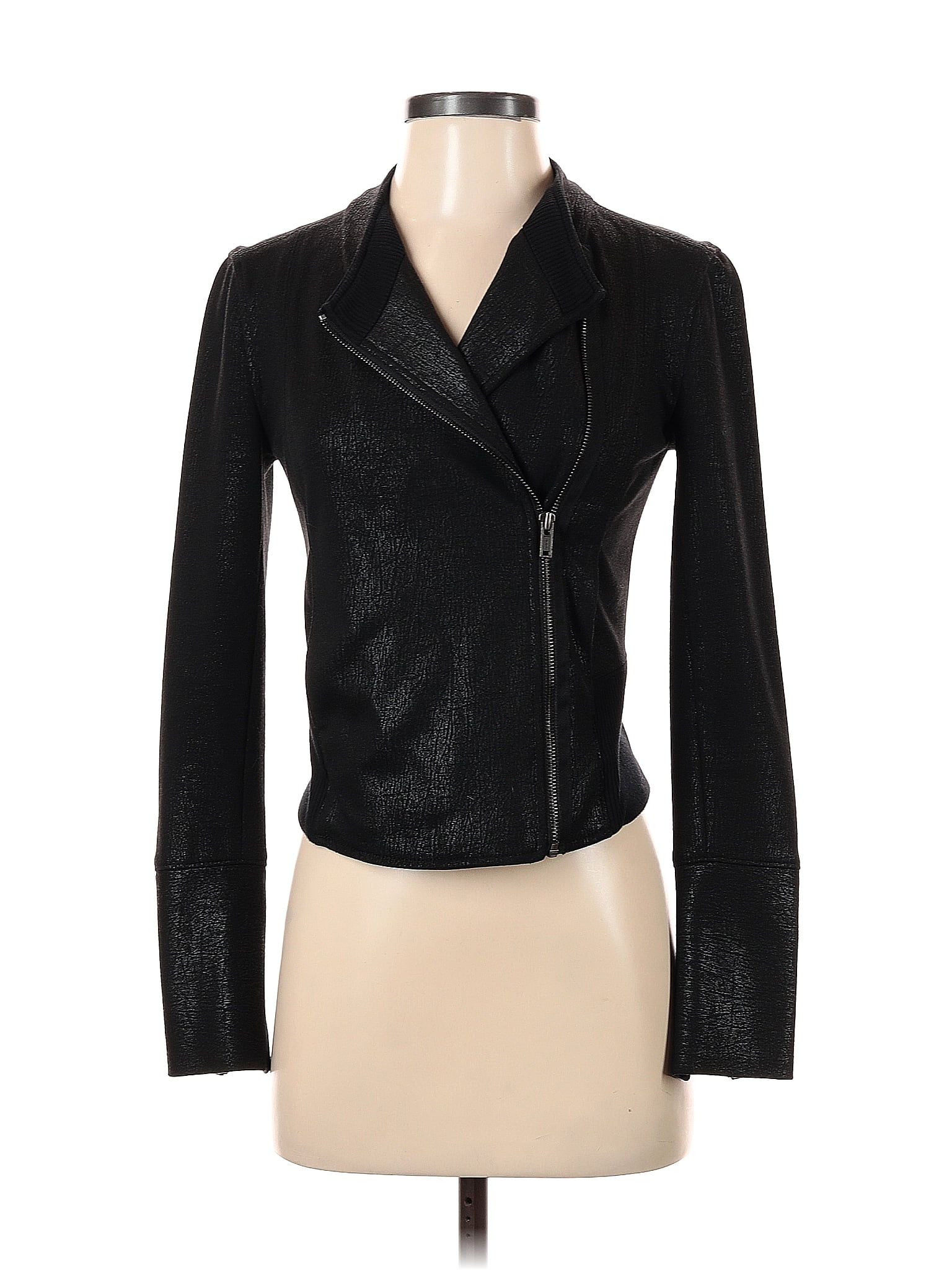 Express Solid Black Faux Leather Jacket Size XS - 69% off | thredUP