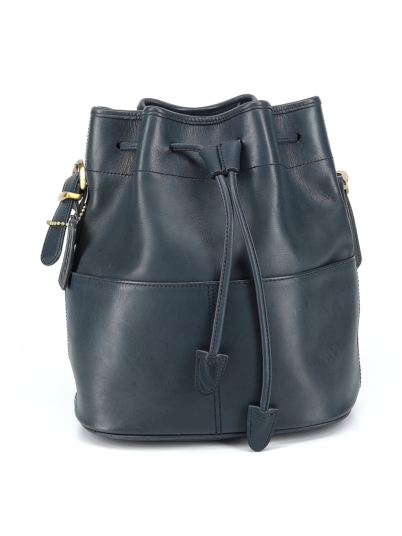 Coach 100% Leather Solid Blue Vintage Leather Bucket Bag One Size - 84% ...