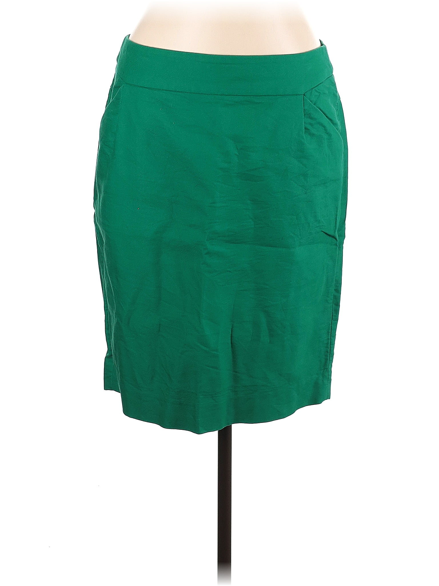 J Crew 100 Cotton Solid Green Casual Skirt Size 12 85 Off Thredup