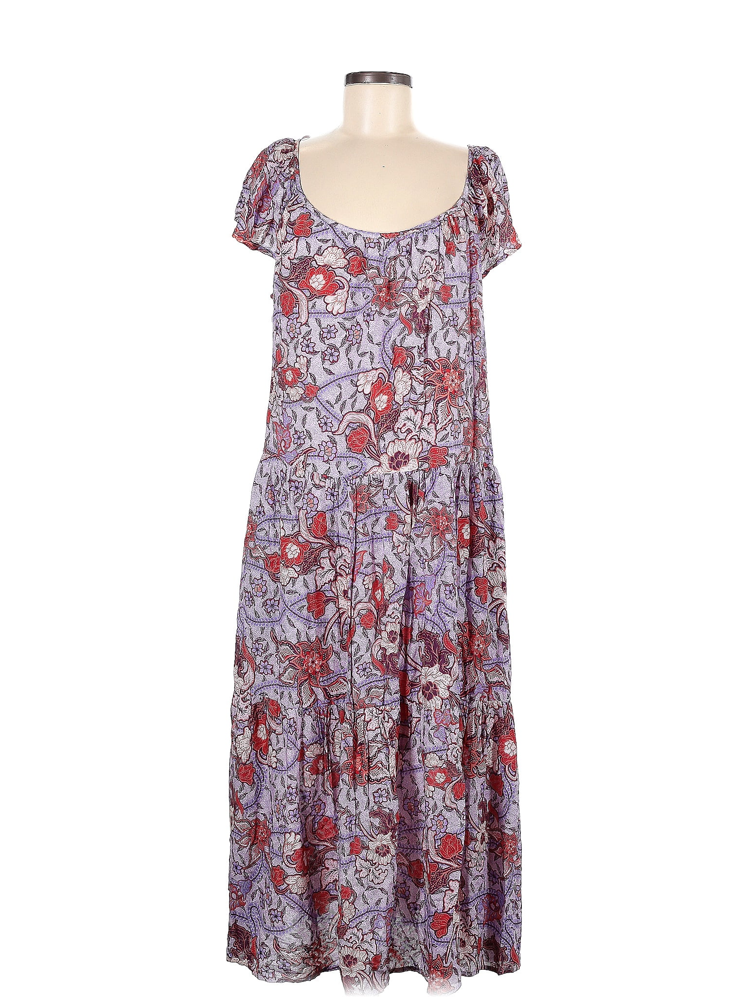 Knox Rose 100 Rayon Floral Multi Color Purple Casual Dress Size M 40