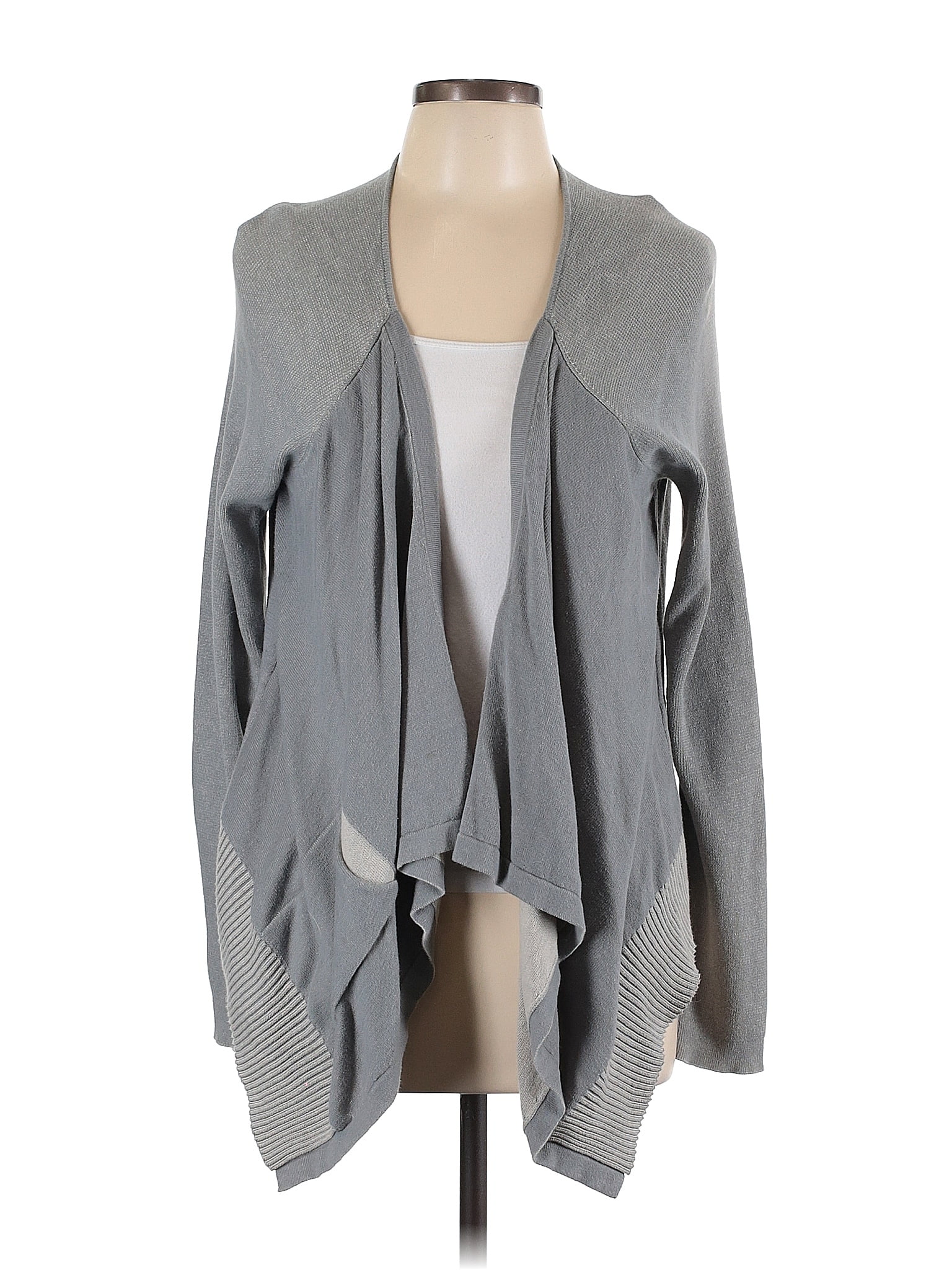 Cabi 100 Cotton Color Block Gray Cardigan Size L 80 Off Thredup