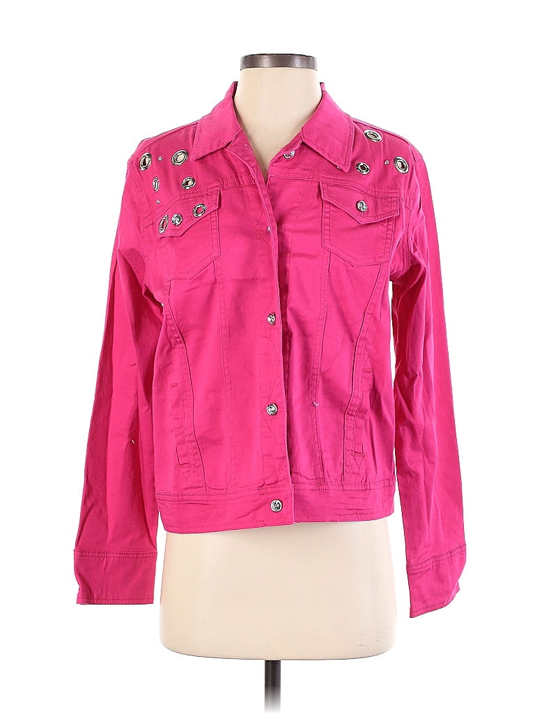 Tia Designs Solid Pink Denim Jacket Size S - 43% off | thredUP