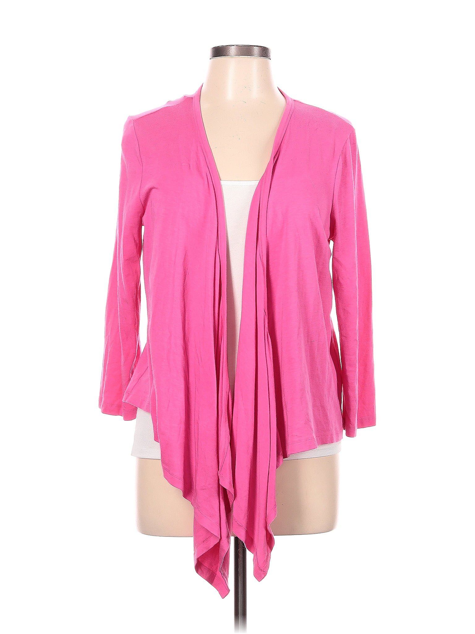 Ak Anne Klein Color Block Solid Pink Cardigan Size L 73 Off Thredup