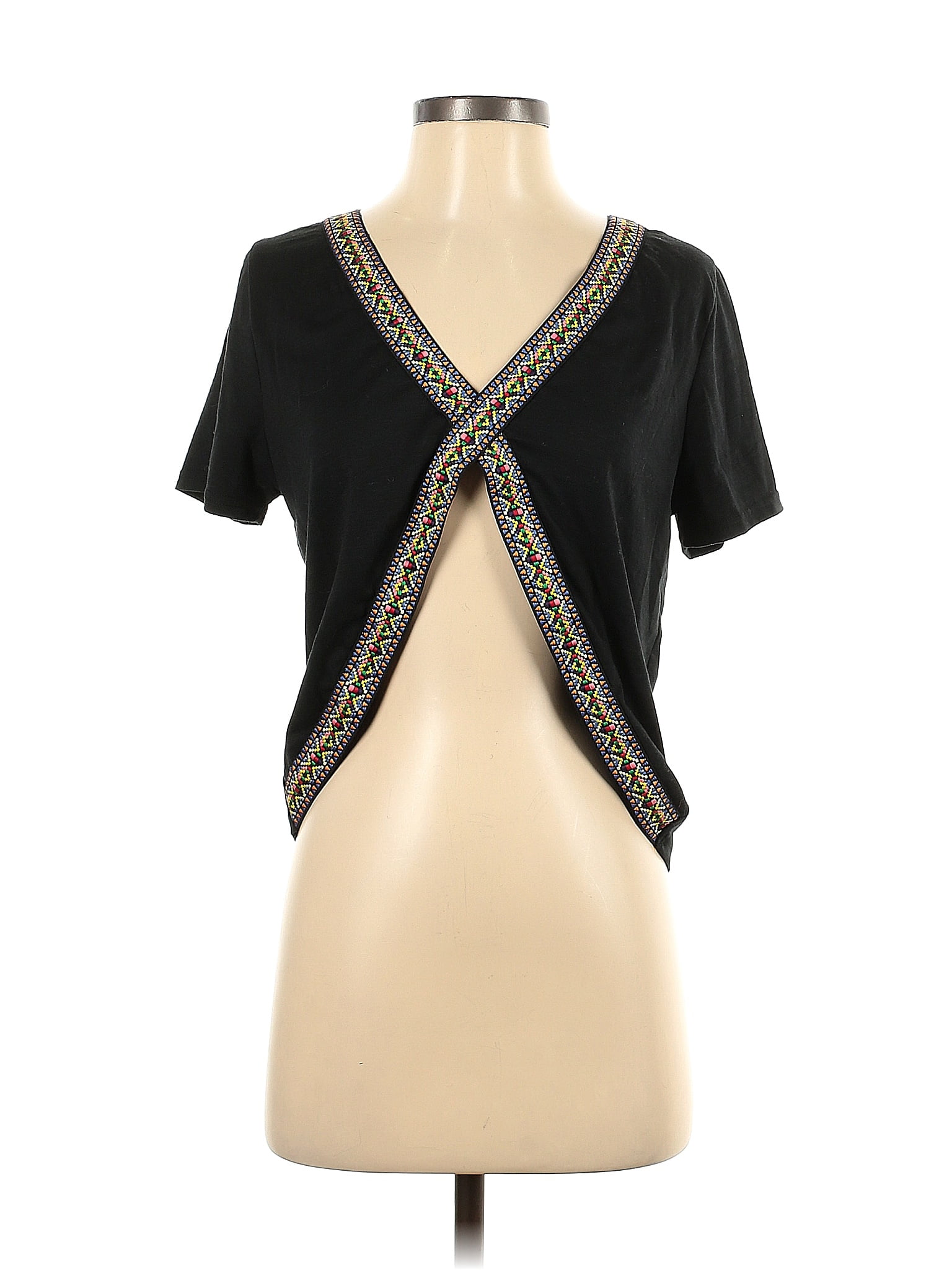 Shein Solid Black Short Sleeve Blouse Size S 62 Off Thredup