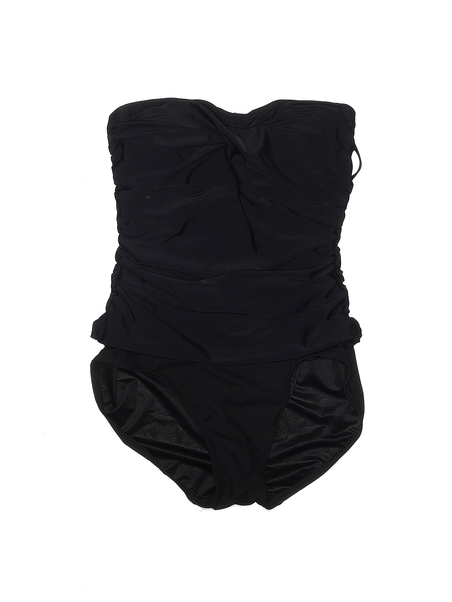 Beach Diva Solid Black One Piece Swimsuit Size 12 50 Off Thredup
