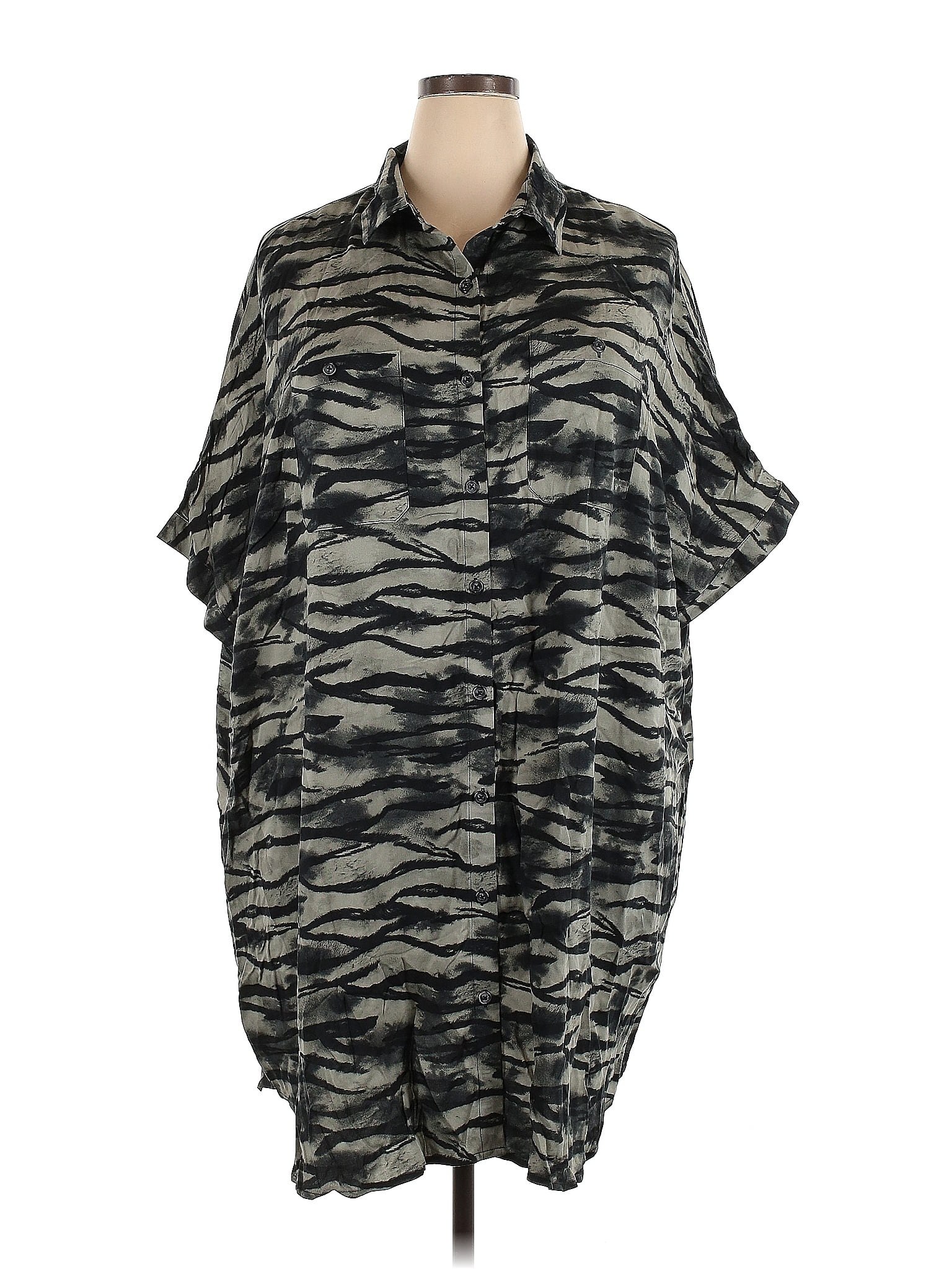 Assorted Brands 100 Rayon Multi Color Gray Casual Dress Size Xxl 41
