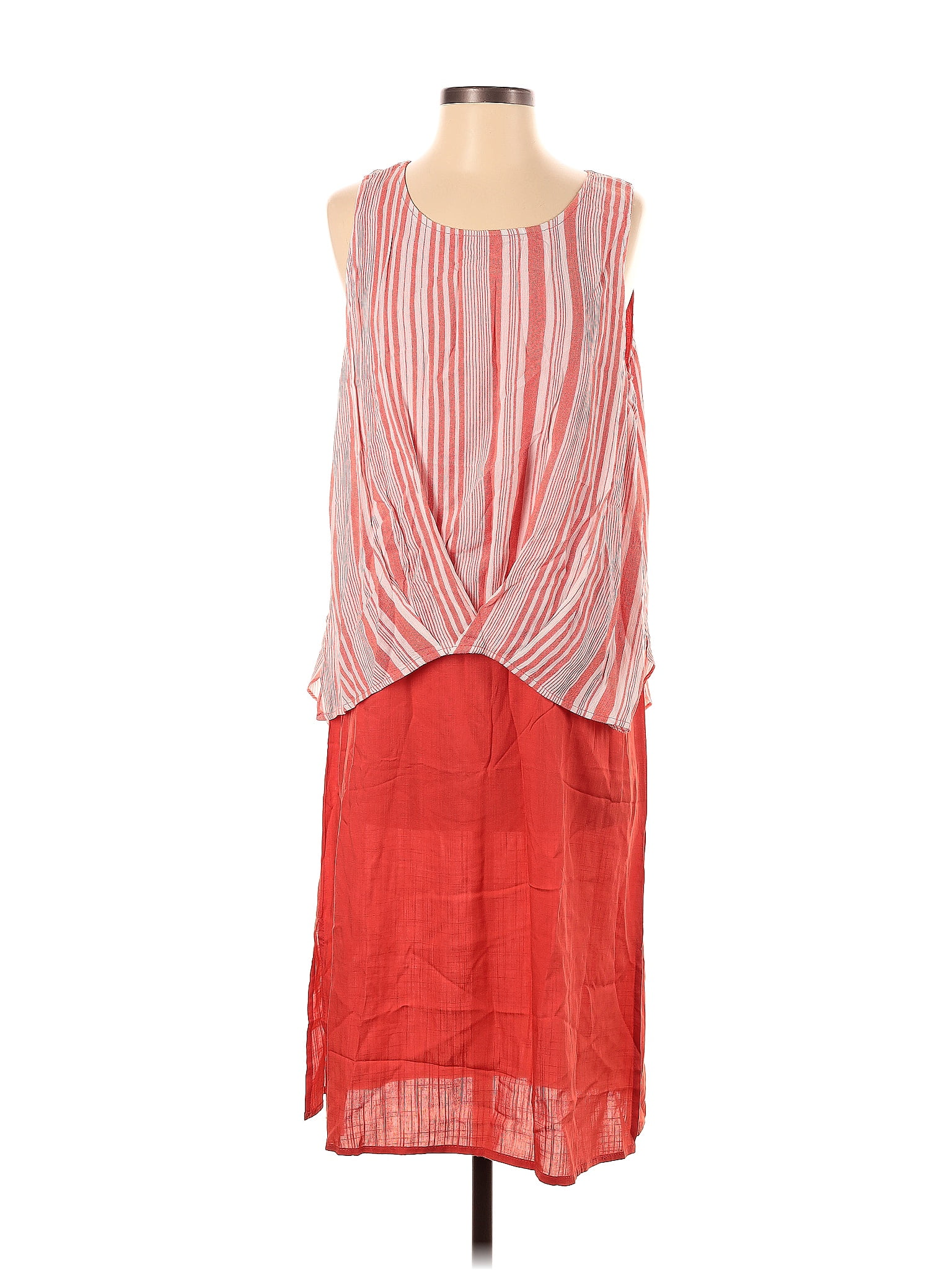 Bluheaven 100 Rayon Stripes Multi Color Red Casual Dress Size S 47