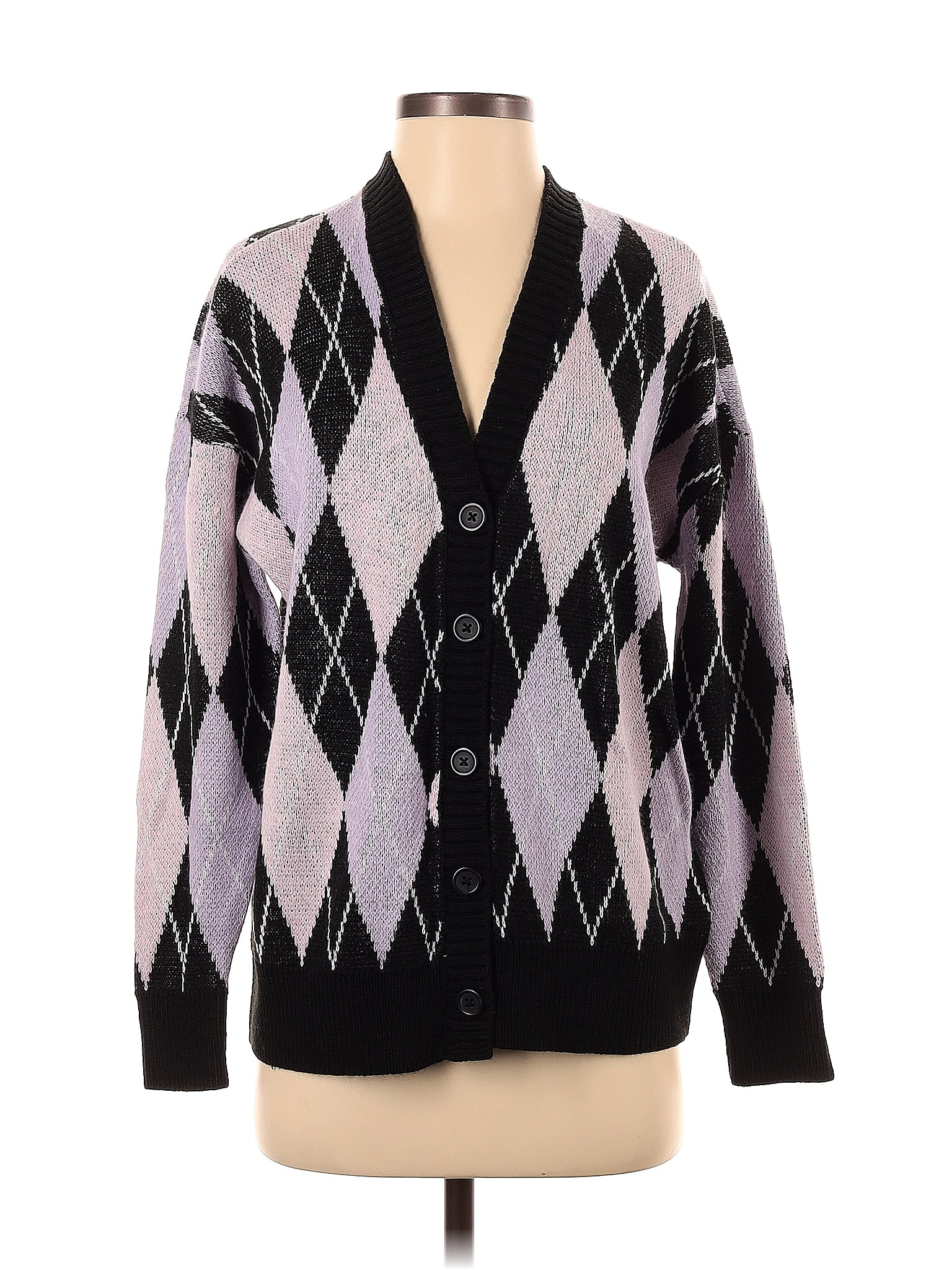 Hot Topic 100% Acrylic Color Block Multi Color Purple Cardigan Size S ...