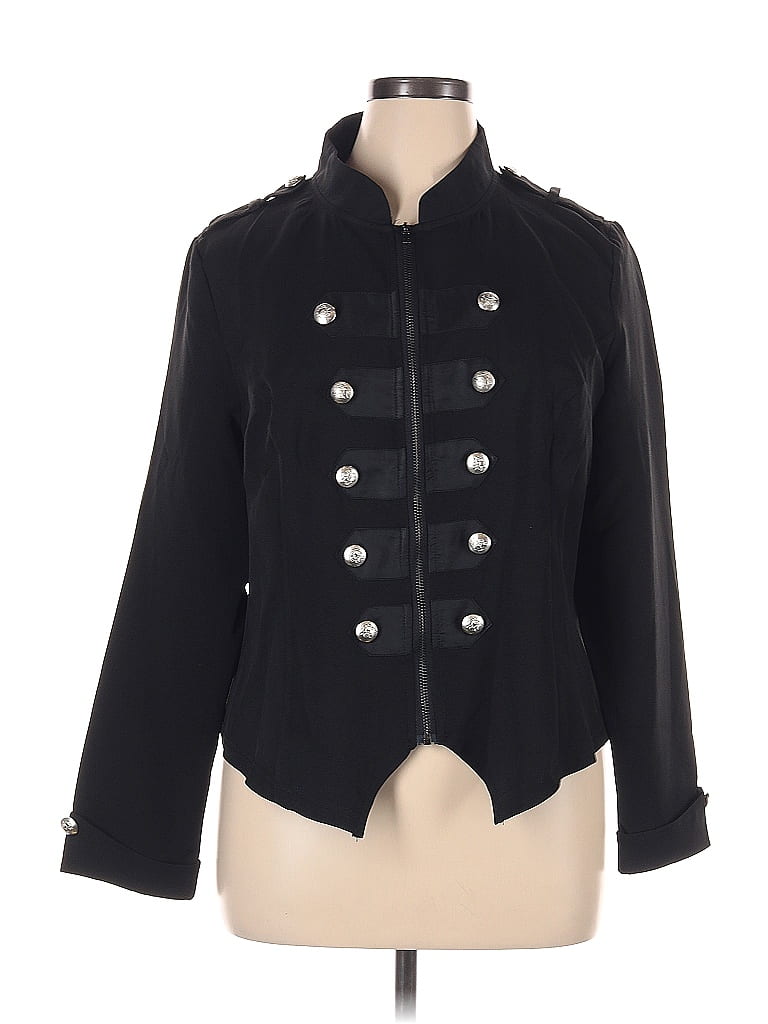 Kate Kasin Solid Black Jacket Size 2X (Plus) - 47% off | thredUP