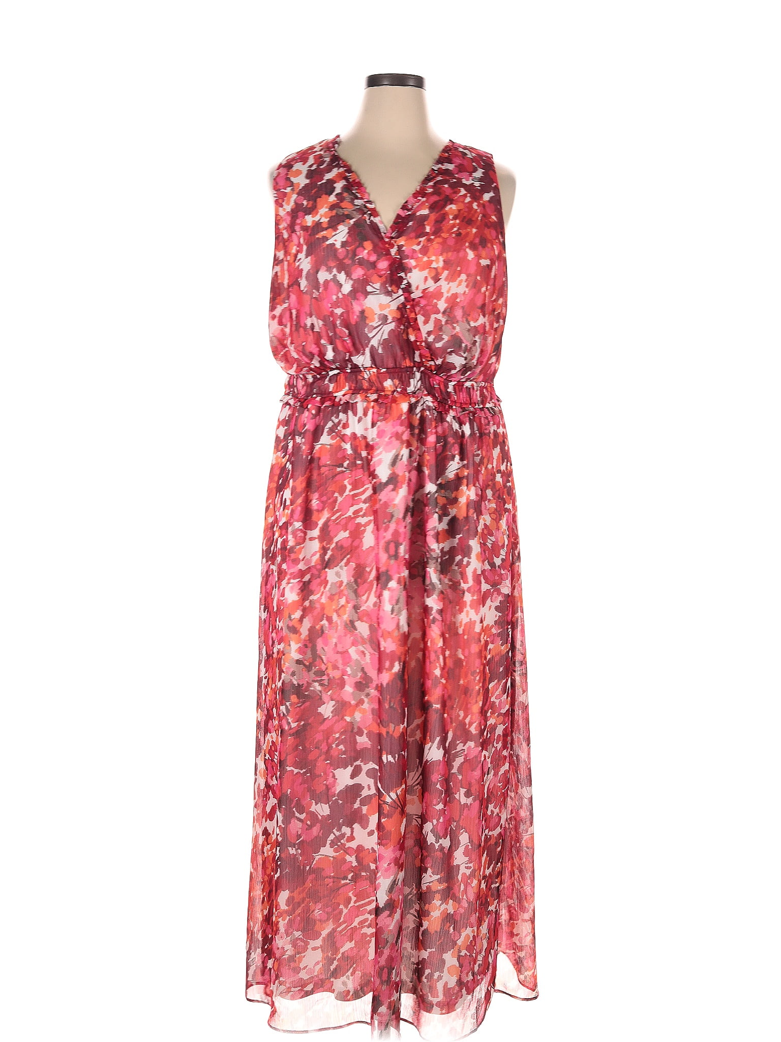 Maggy London 100 Polyester Multi Color Pink Casual Dress Size 18 Plus