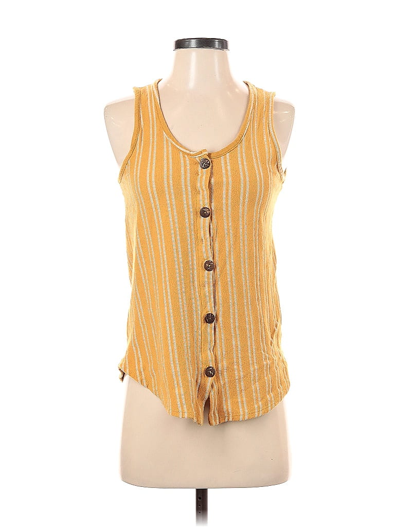 Gyft Stripes Yellow Sleeveless Button-Down Shirt Size S - 65% off | ThredUp