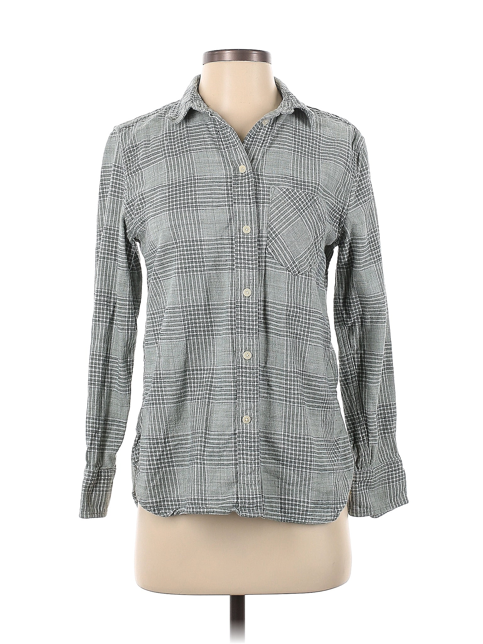 J.Crew 100% Cotton Checkered-gingham Gray Long Sleeve Button-Down Shirt Size 4 - 73% off | thredUP