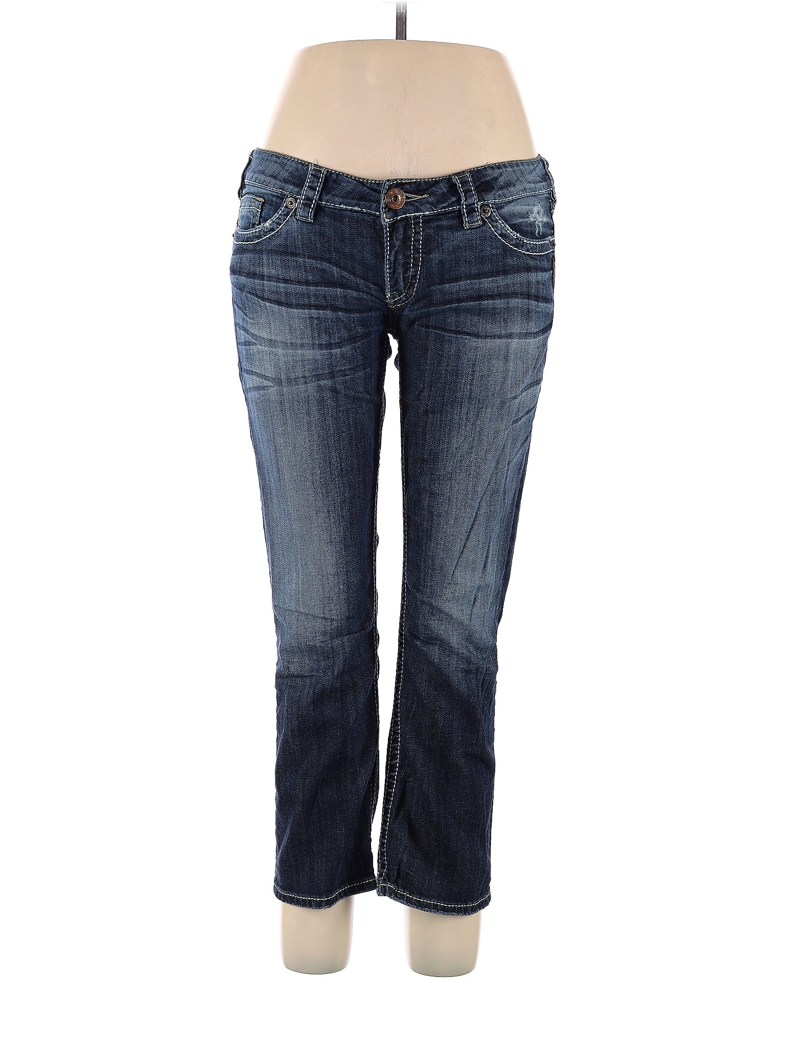 Silver Solid Blue Jeans 33 Waist - 57% off | ThredUp