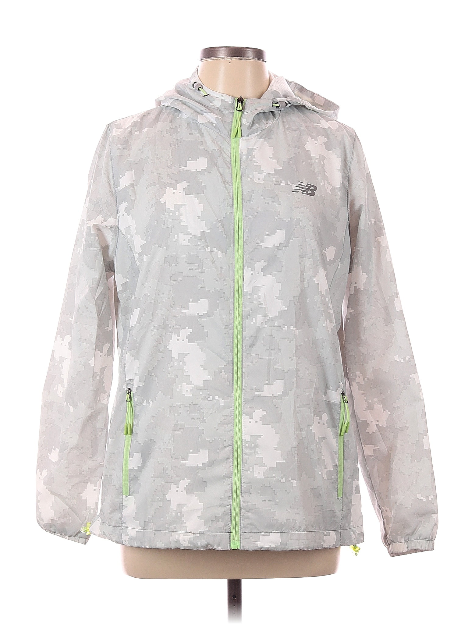 New Balance 100% Polyester Camo Gray Silver Track Jacket Size L - 70% ...