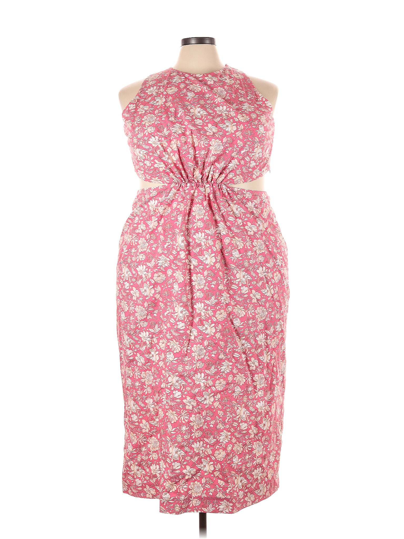 J Crew Collection 100 Cotton Floral Multi Color Pink Casual Dress Size