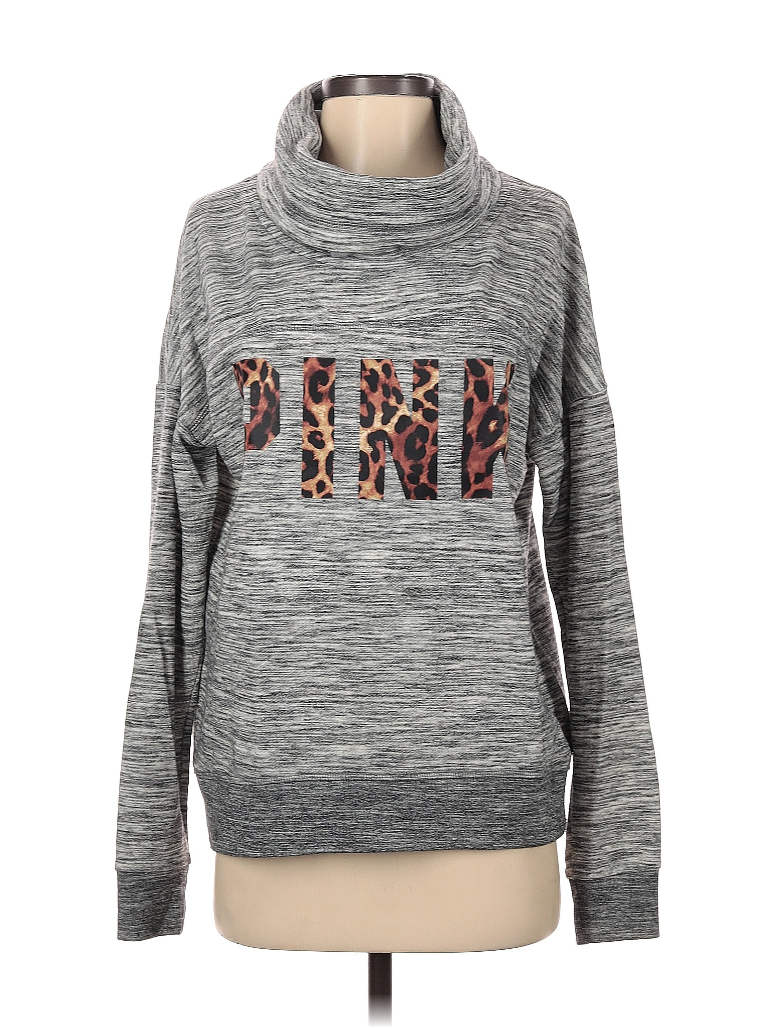 Victoria's Secret Pink Color Block Marled Gray Turtleneck Sweater Size ...