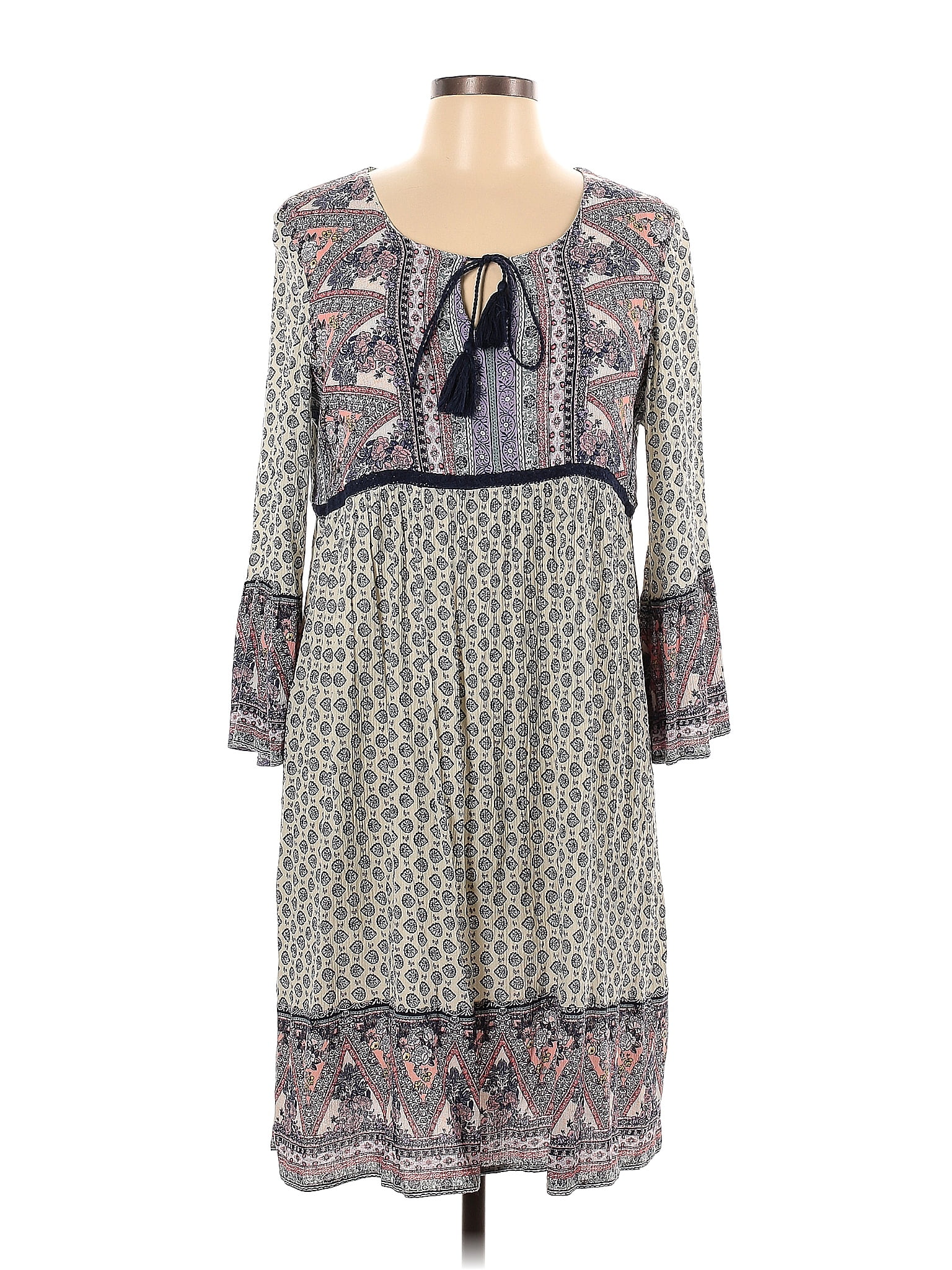 Knox Rose 100 Rayon Multi Color Gray Casual Dress Size L 28 Off