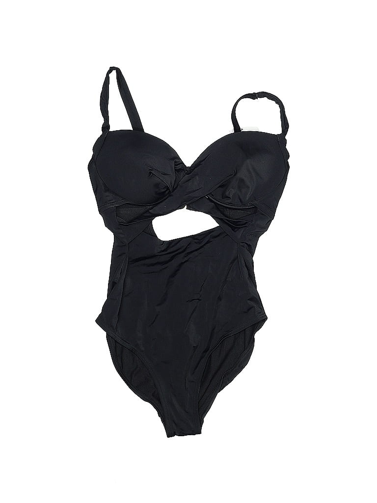 Swimsuits For All Solid Black One Piece Swimsuit Size 12 61 Off
