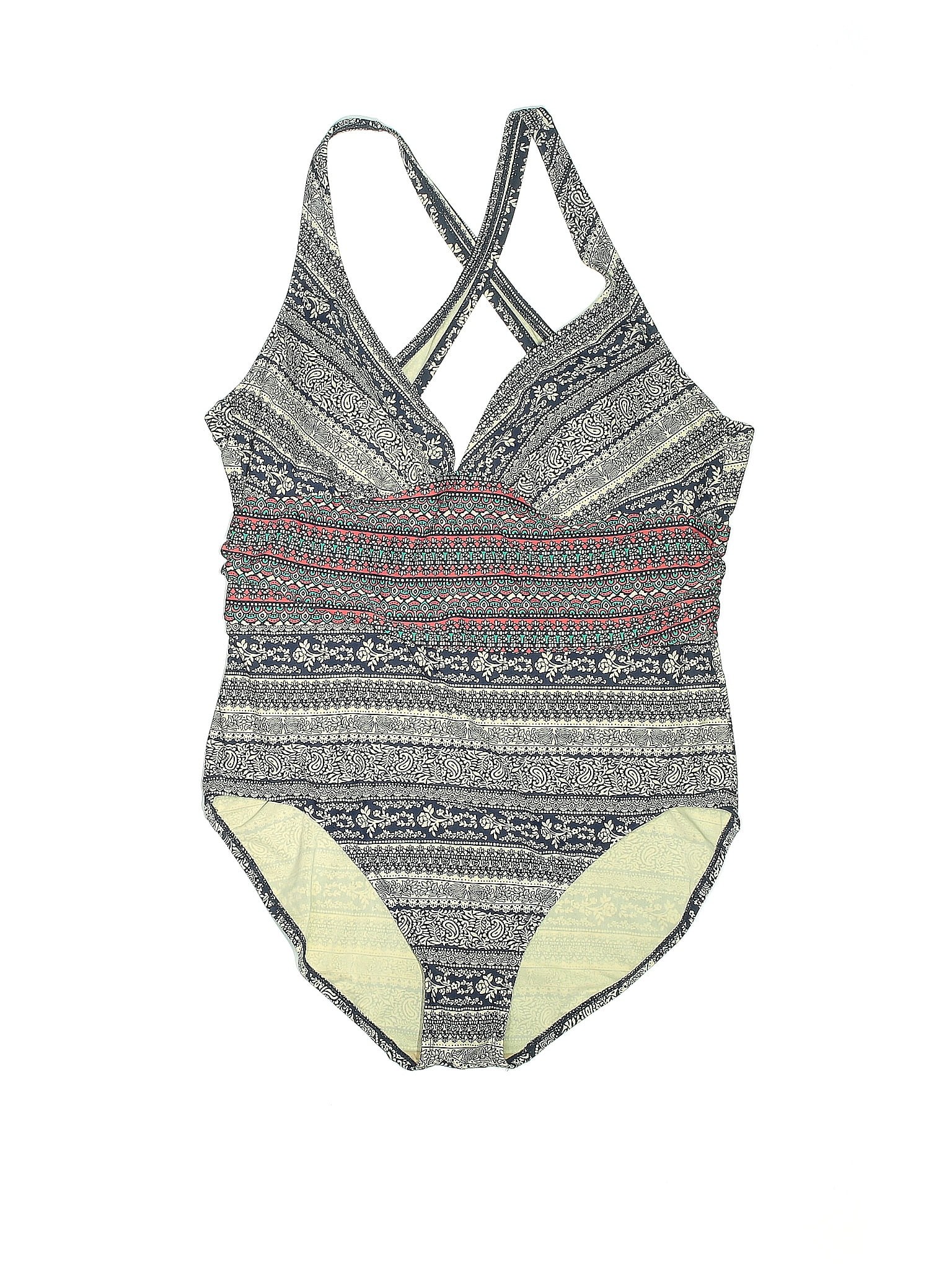 Merona 100% Recycled Plastic Multi Color Gray One Piece Swimsuit Size ...