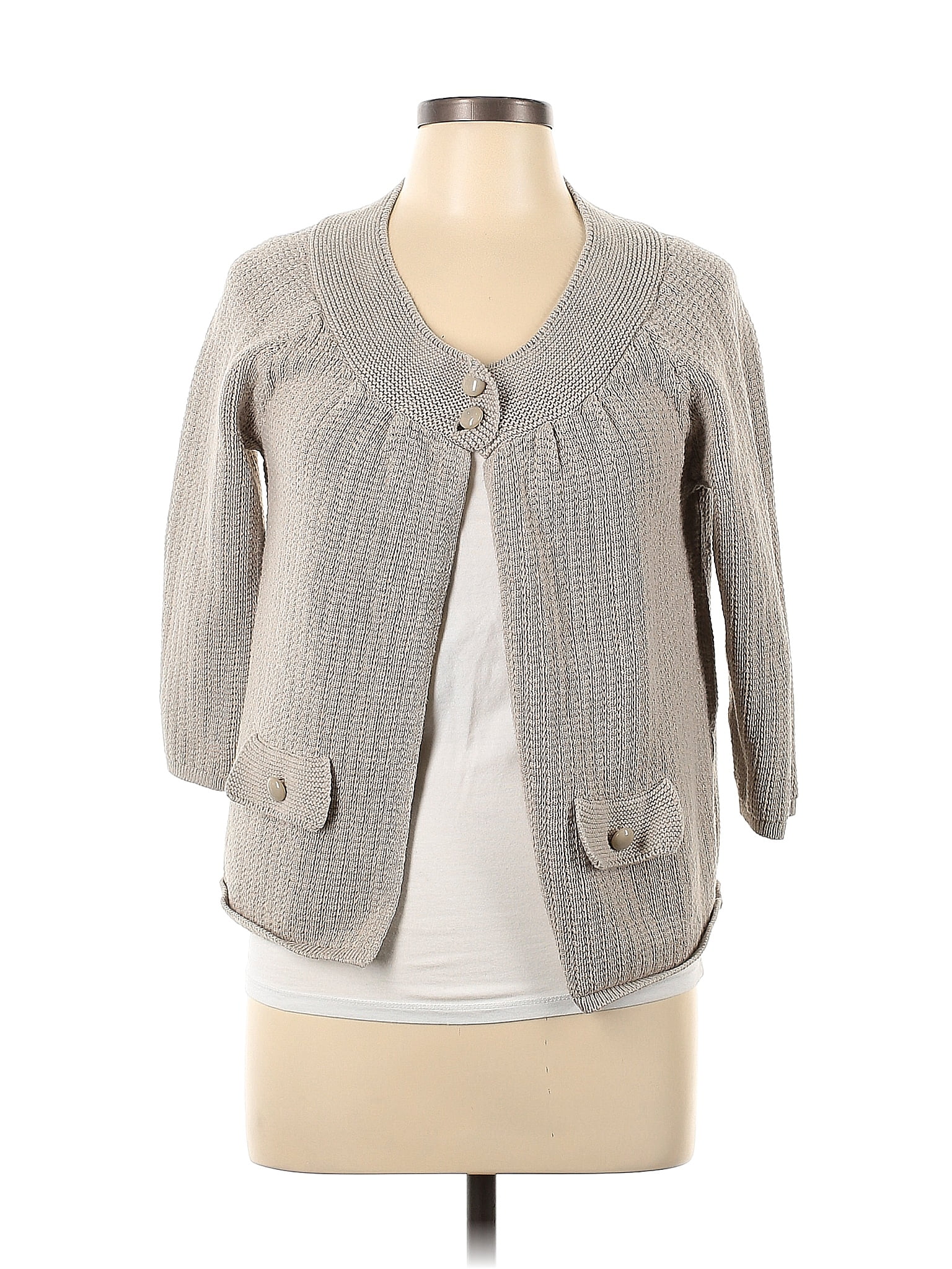 Croft & Barrow 100% Cotton Color Block Solid Gray Cardigan Size L - 47% ...