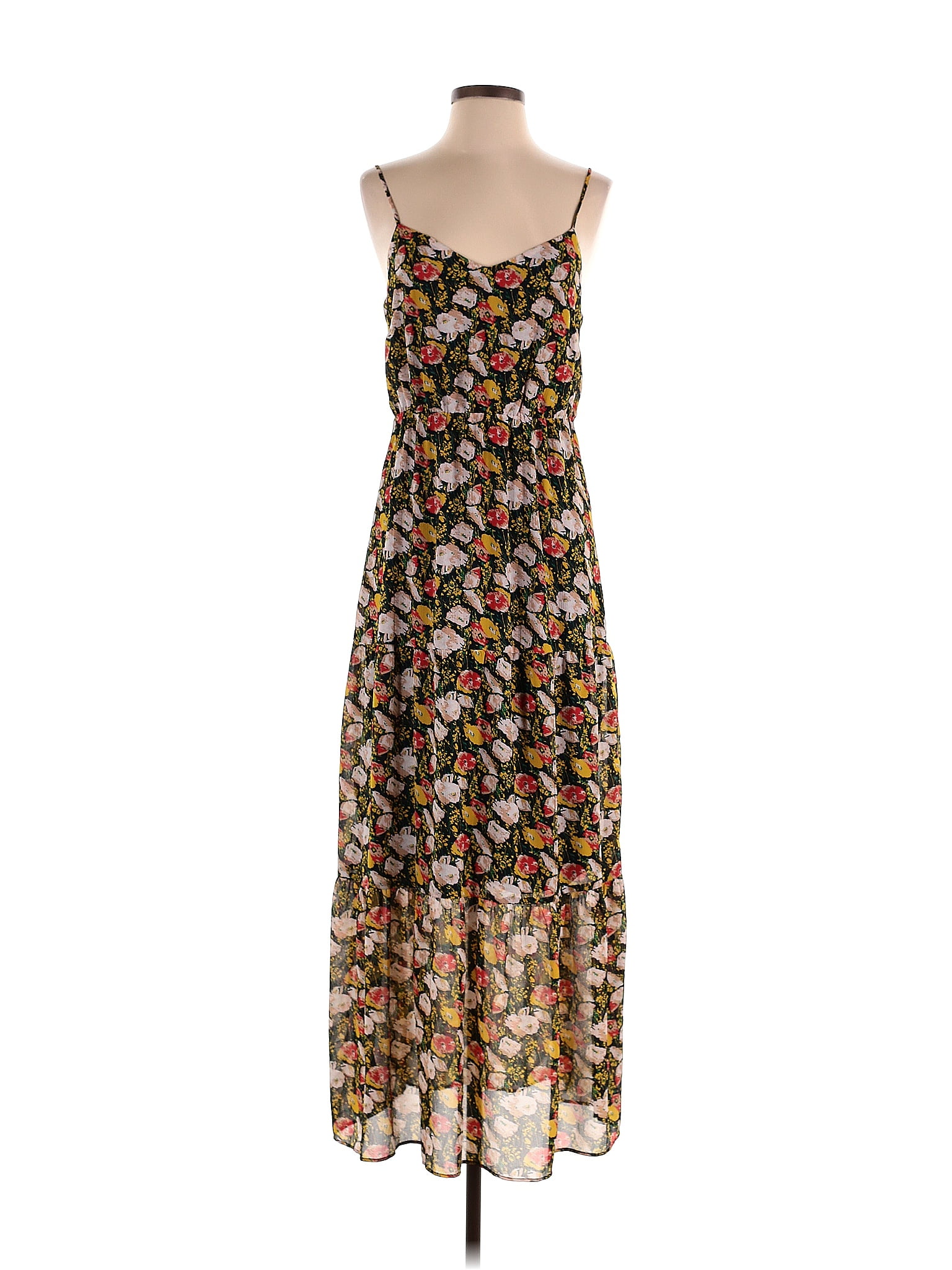 J Crew Mercantile 100 Polyester Floral Multi Color Brown Casual Dress