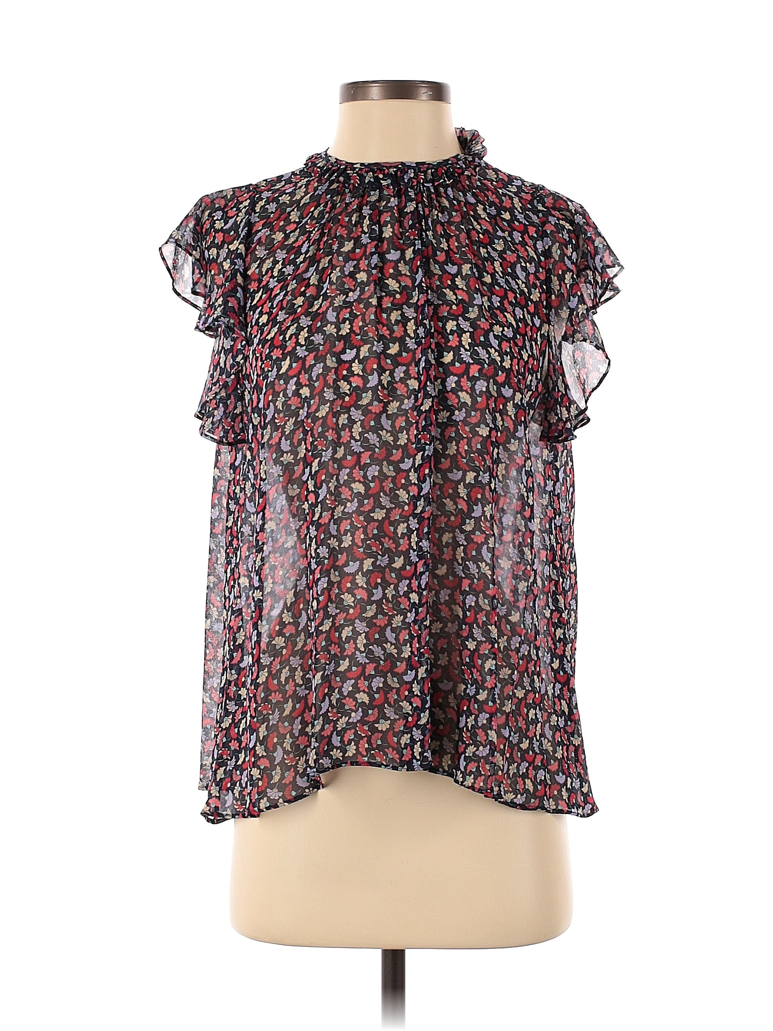Shoshanna Polka Dots Multi Color Black Floral Juniper Blouse Size S ...