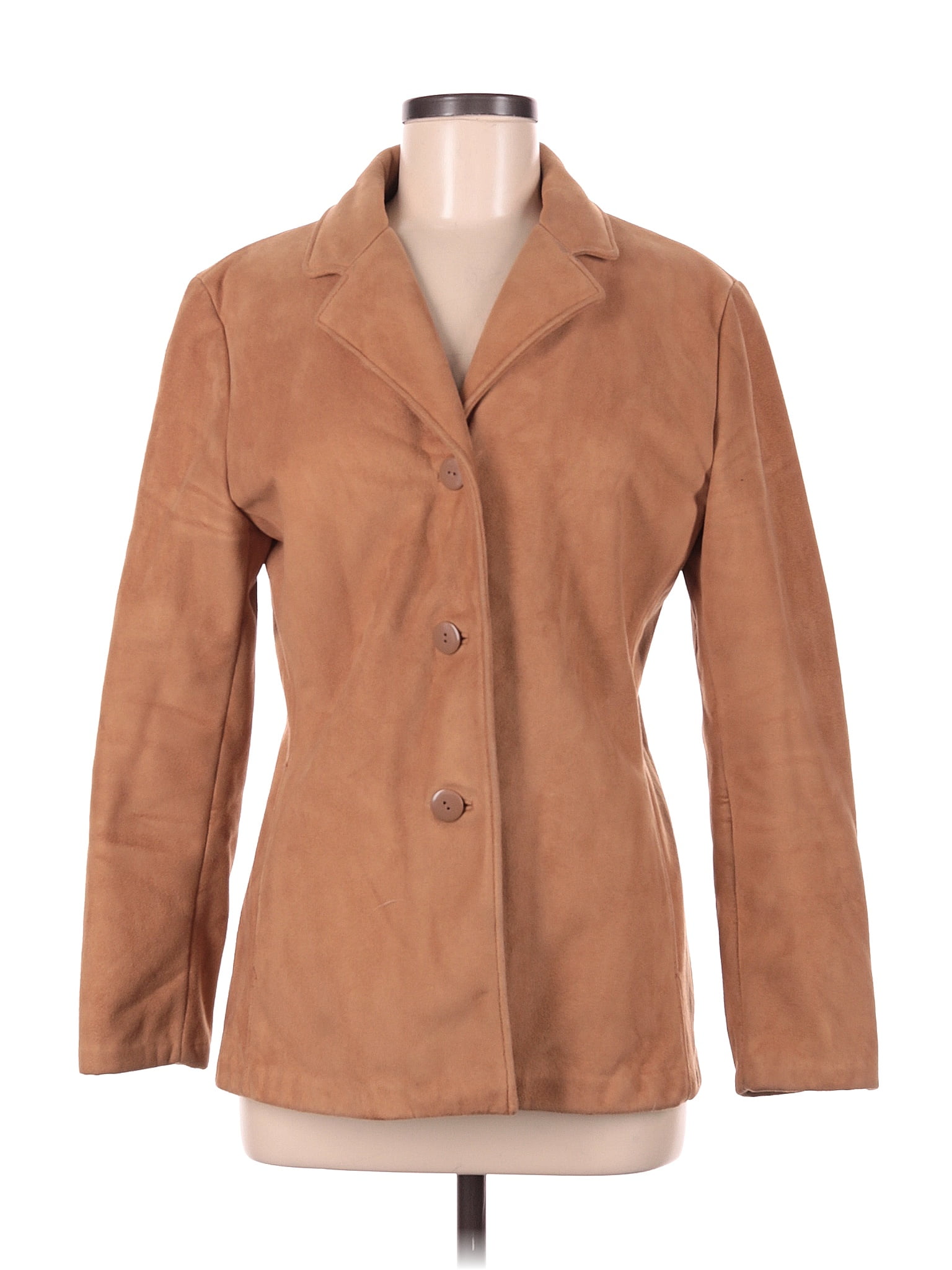Juliet Michelle 100% Polyester Solid Brown Tan Faux Leather Jacket Size ...