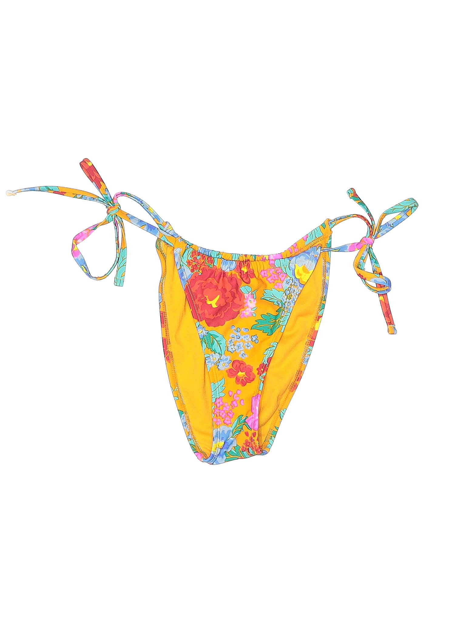 Xhilaration 100 Recycled Plastic Floral Yellow Swimsuit Bottoms Size S