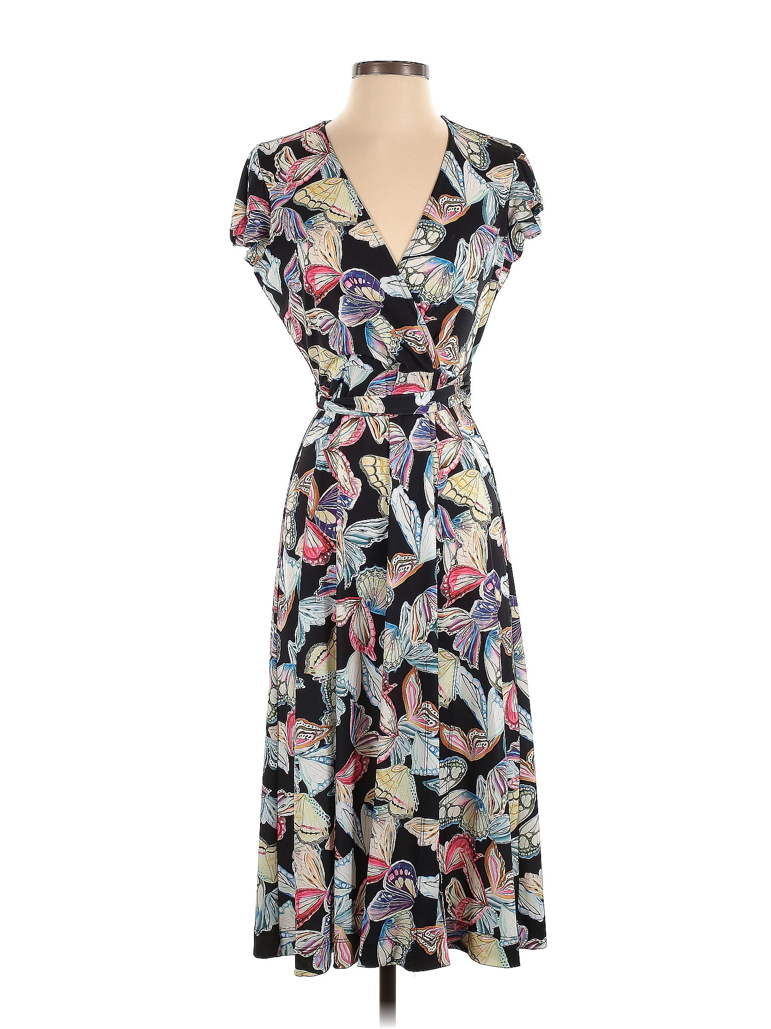 Haley Bob Floral Multi Color Black Casual Dress Size S - 47% off | thredUP