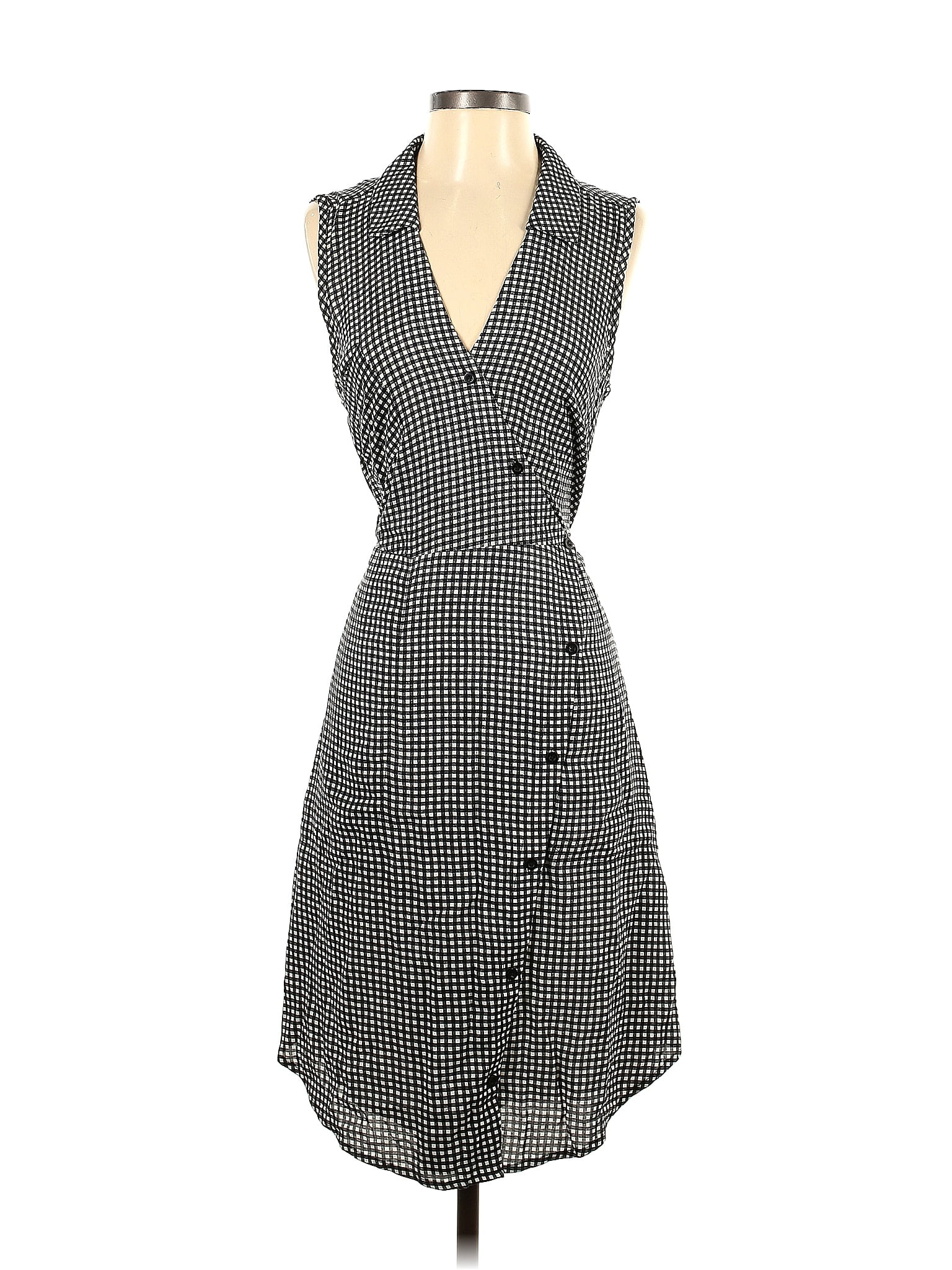 11 1 Tylho 100 Rayon Stripes Multi Color Gray Casual Dress Size S