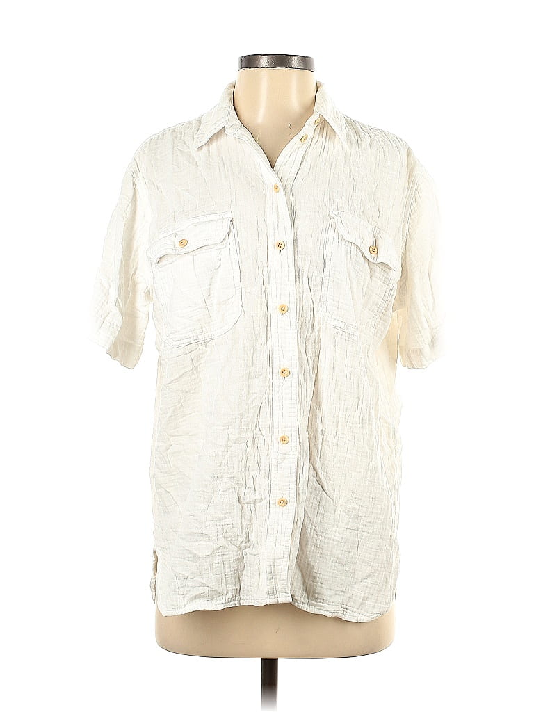 Madewell 100 Cotton Ivory Short Sleeve Button Down Shirt Size S 72