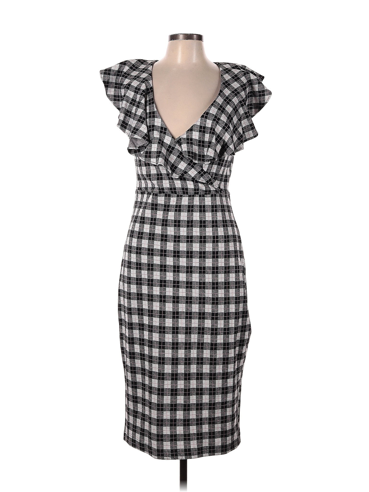 Unique Vintage Checkered-gingham Multi Color Gray Casual Dress Size L ...
